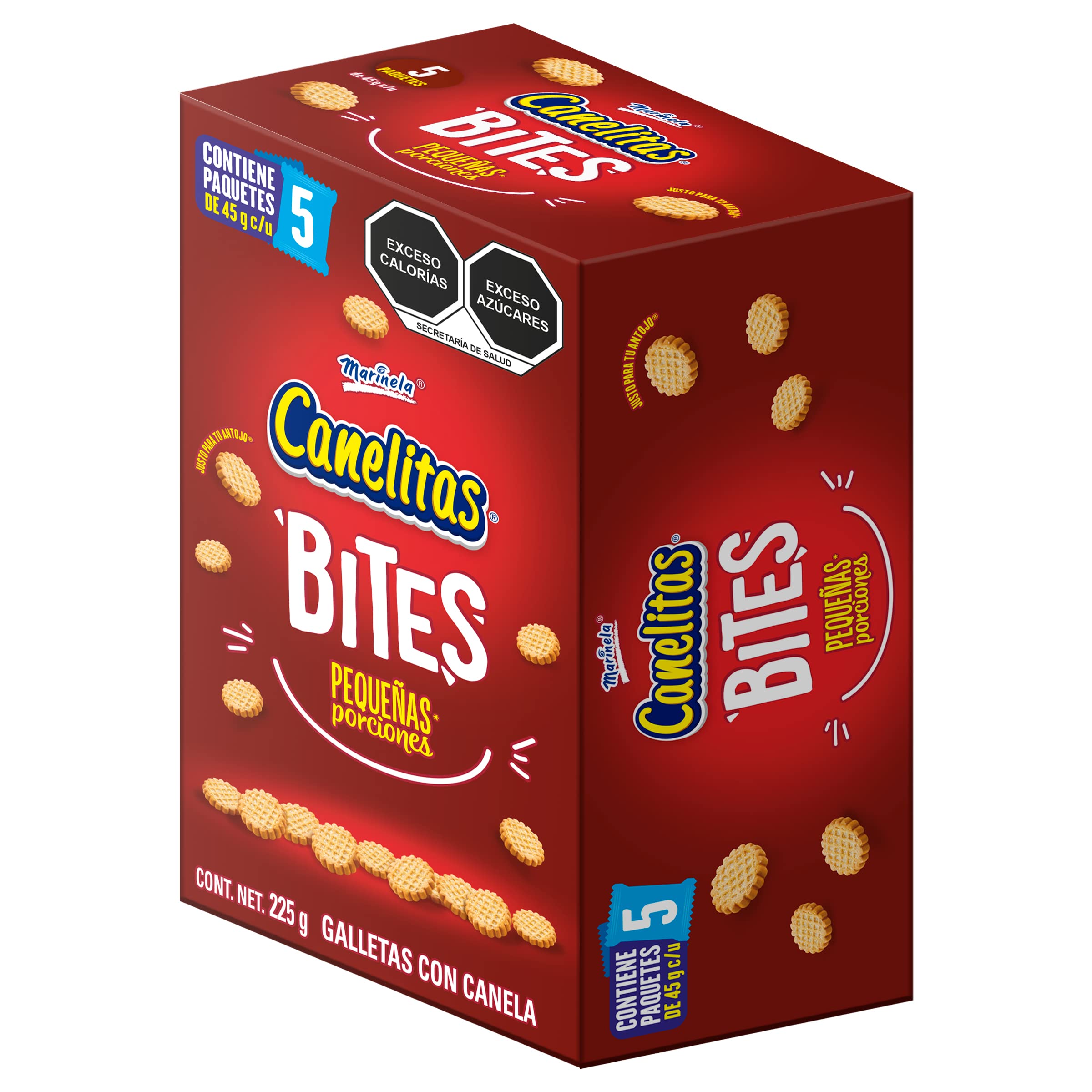 Marinela Galletas Canelitas Bites, 5 paquetes, 225g, 225 gramo, 1 ...
