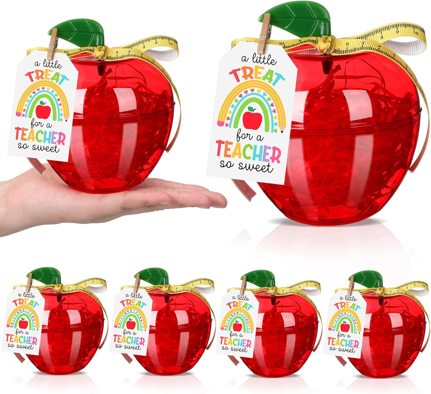 Amazon.com: Mimorou 6 Sets Plastic Apple Containers for Teachers Red ...