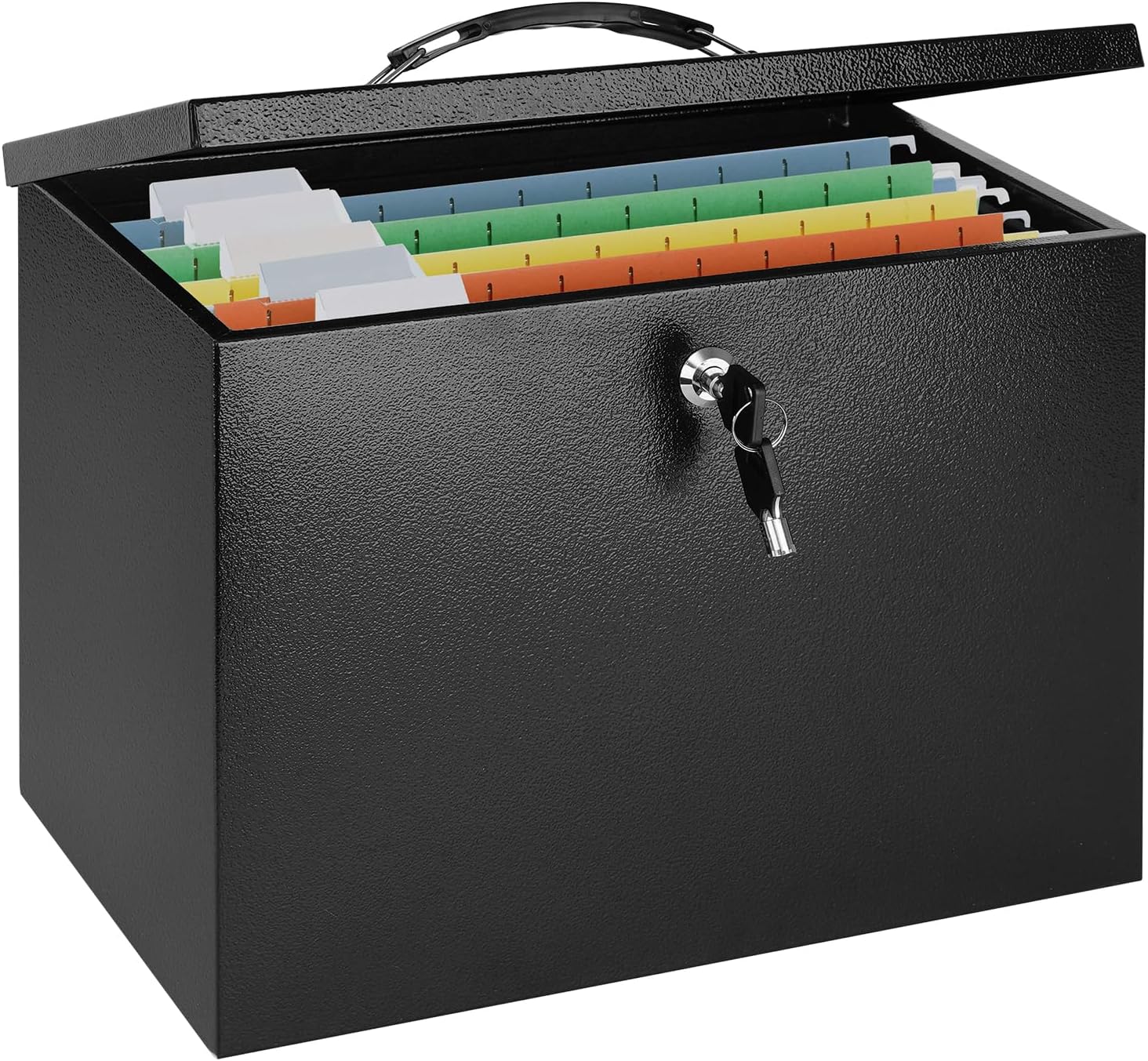 Amazon.com: KYODOLED Fireproof Document Box with Lock,Black Metal File ...