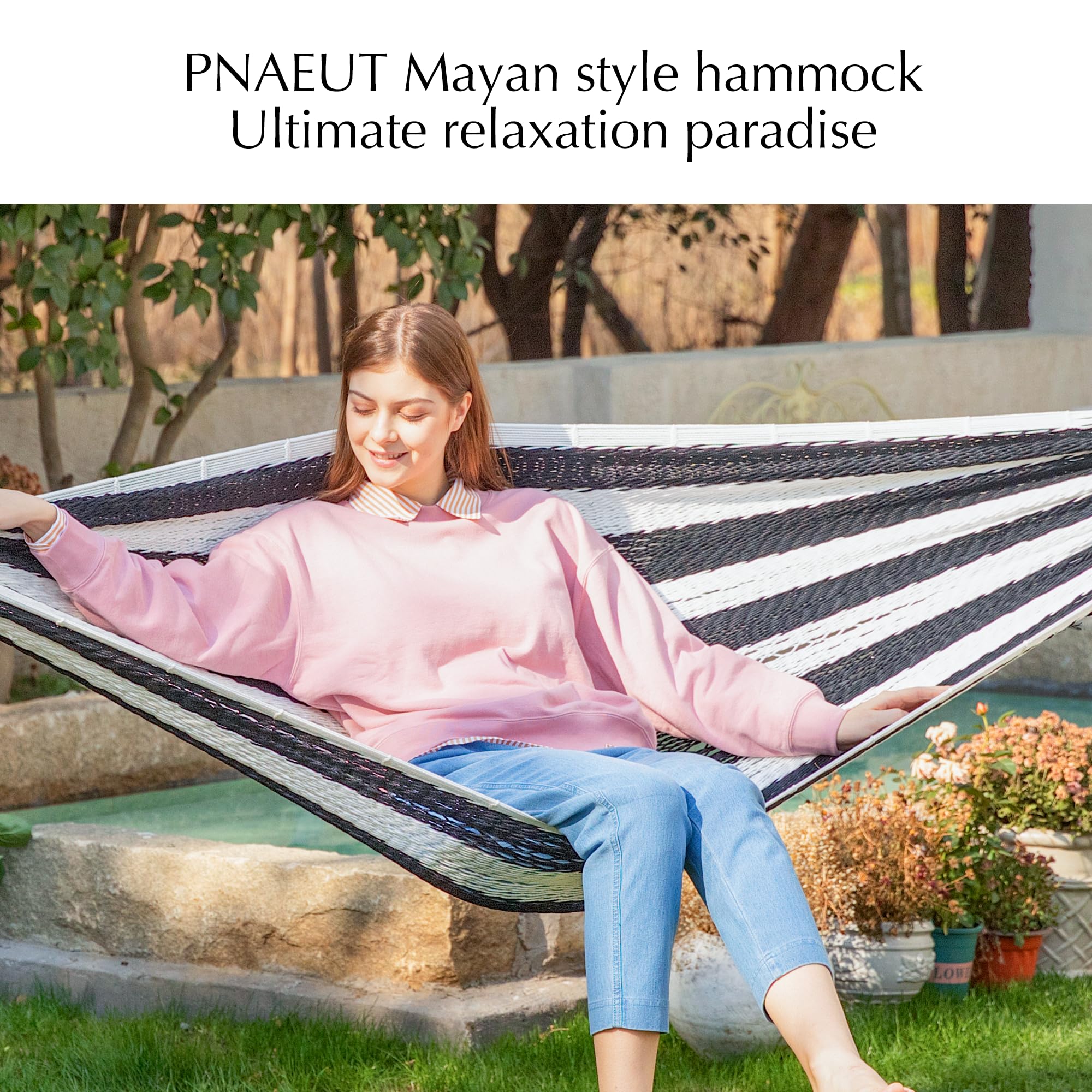 Snapklik.com : PNAEUT Mayan Nylon Rope Hammock