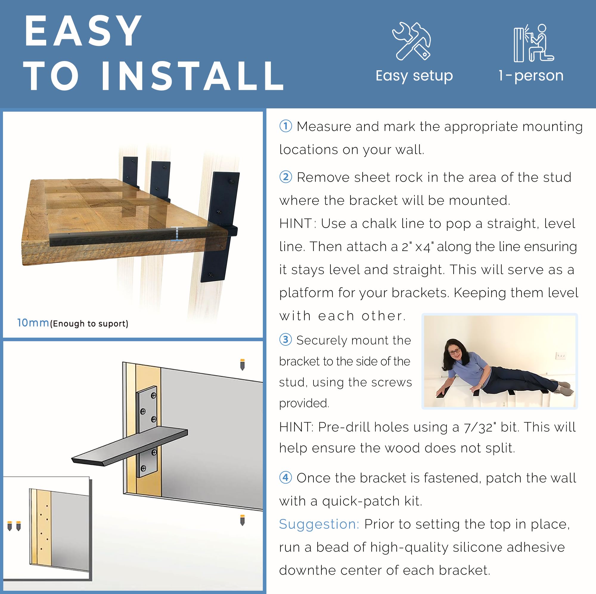Snapklik.com : Floating Shelf Bracket Heavy Duty 1/2" Thick Free ...