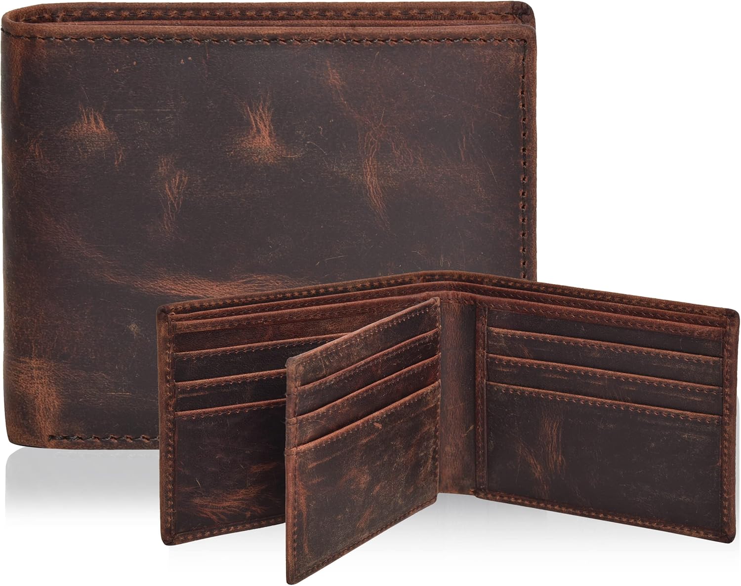 Amazon.com: ESTALON Real Leather Bifold Wallet For Men-RFID Slim Bi ...