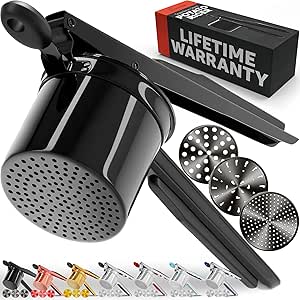 PriorityChef Large 15oz Potato Ricer with 3 Discs, Heavy Duty Stainless ...