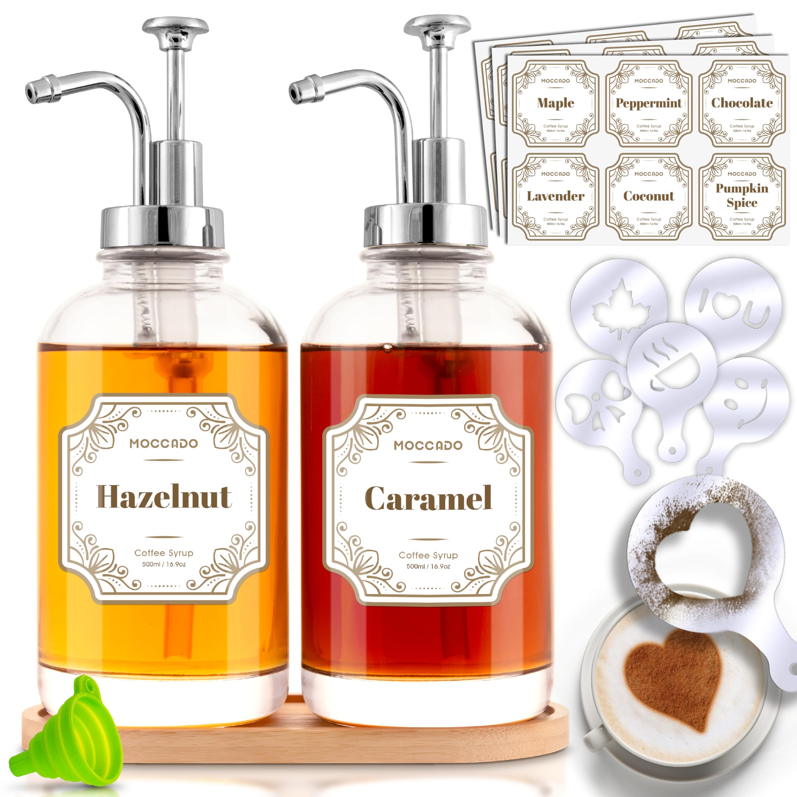 Amazon.com: Glass Coffee Syrup Dispenser with Pump Set of 2 - Silver ...