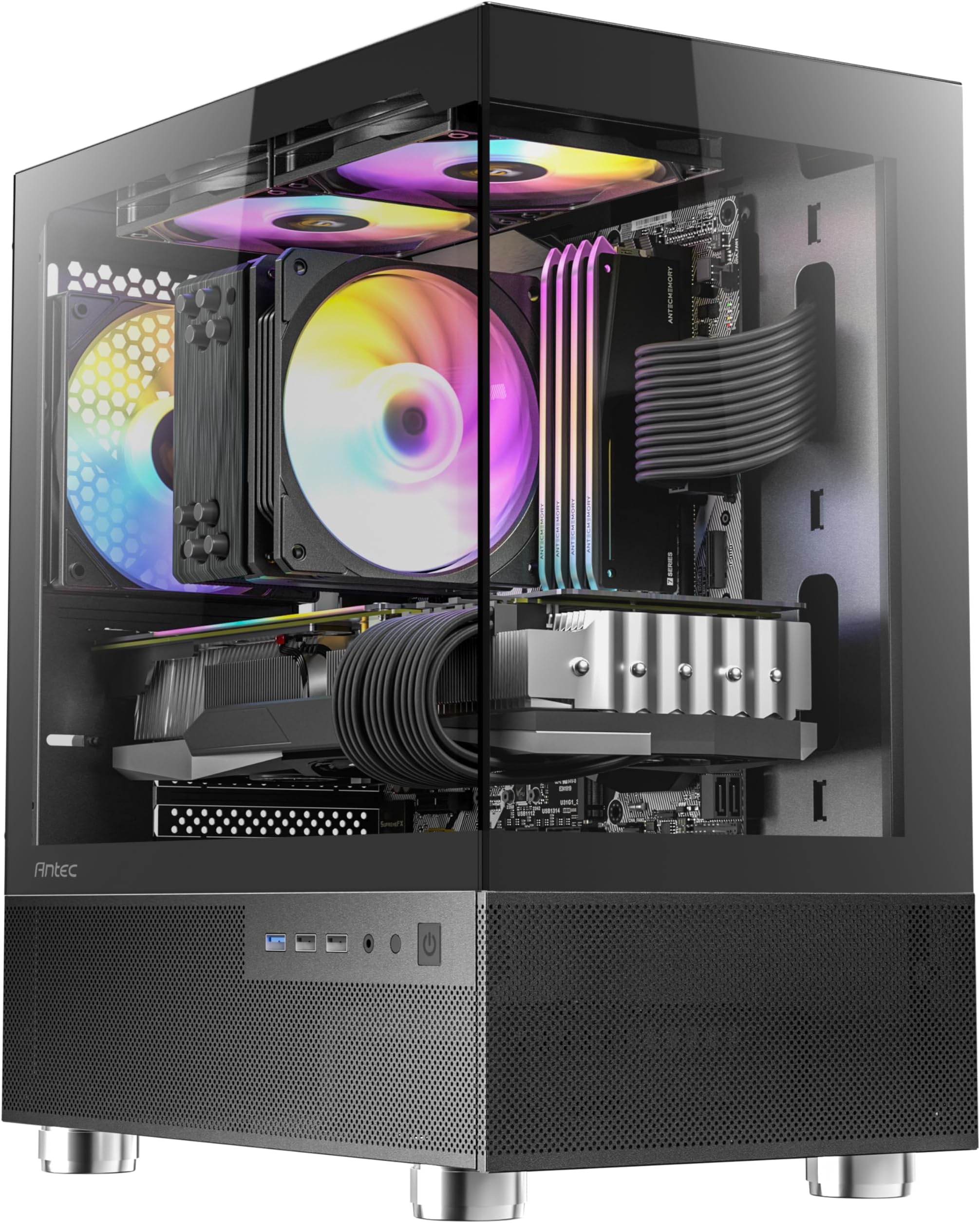 Amazon.in: Buy Antec CX200M Basic PC Case Full View Tempered Glass Side ...