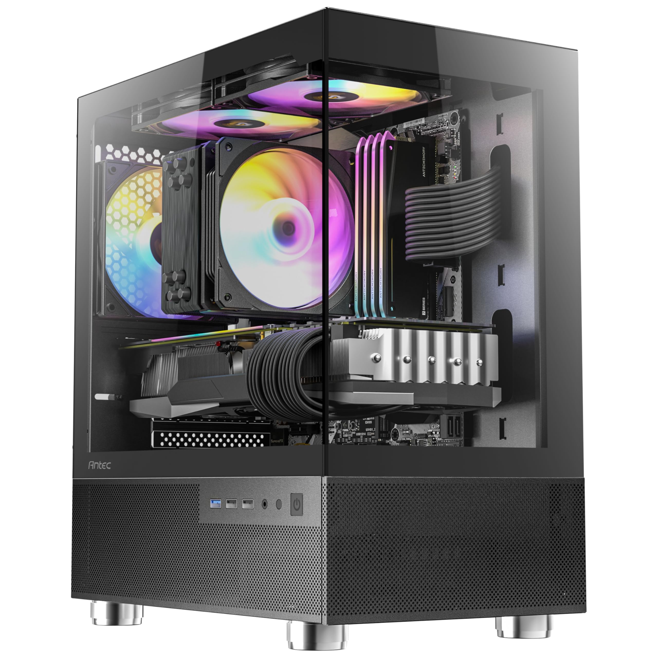 Amazon.in: Buy Antec CX200M Basic PC Case Full View Tempered Glass Side Panel Computer Cabinet ...