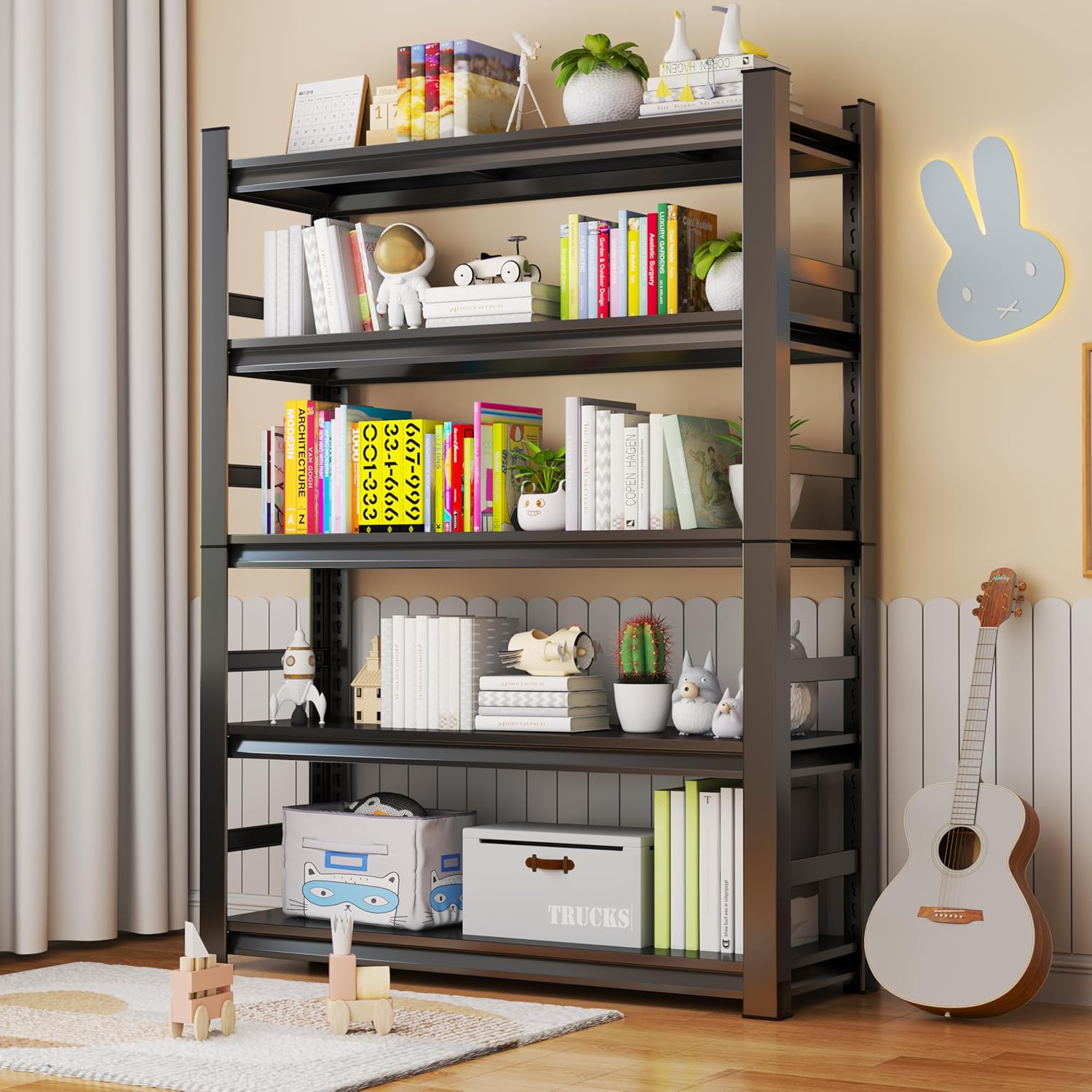 Amazon.com: BEESTMUEBLE Metal Book Shelf, Industrial Bookcase, 5 Tiers ...