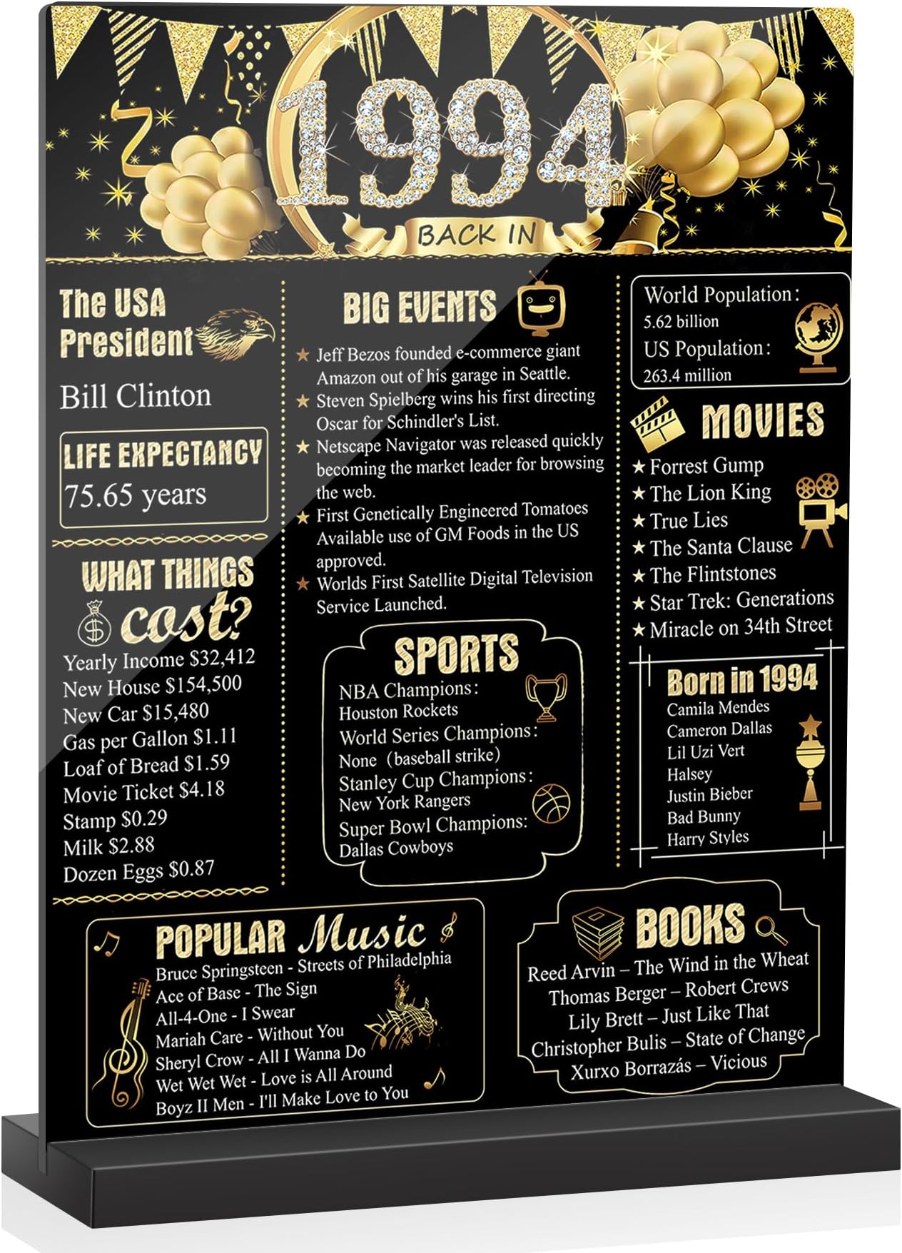 Amazon.com: Black Gold 30th Birthday Decorations For Women Men, 30th ...