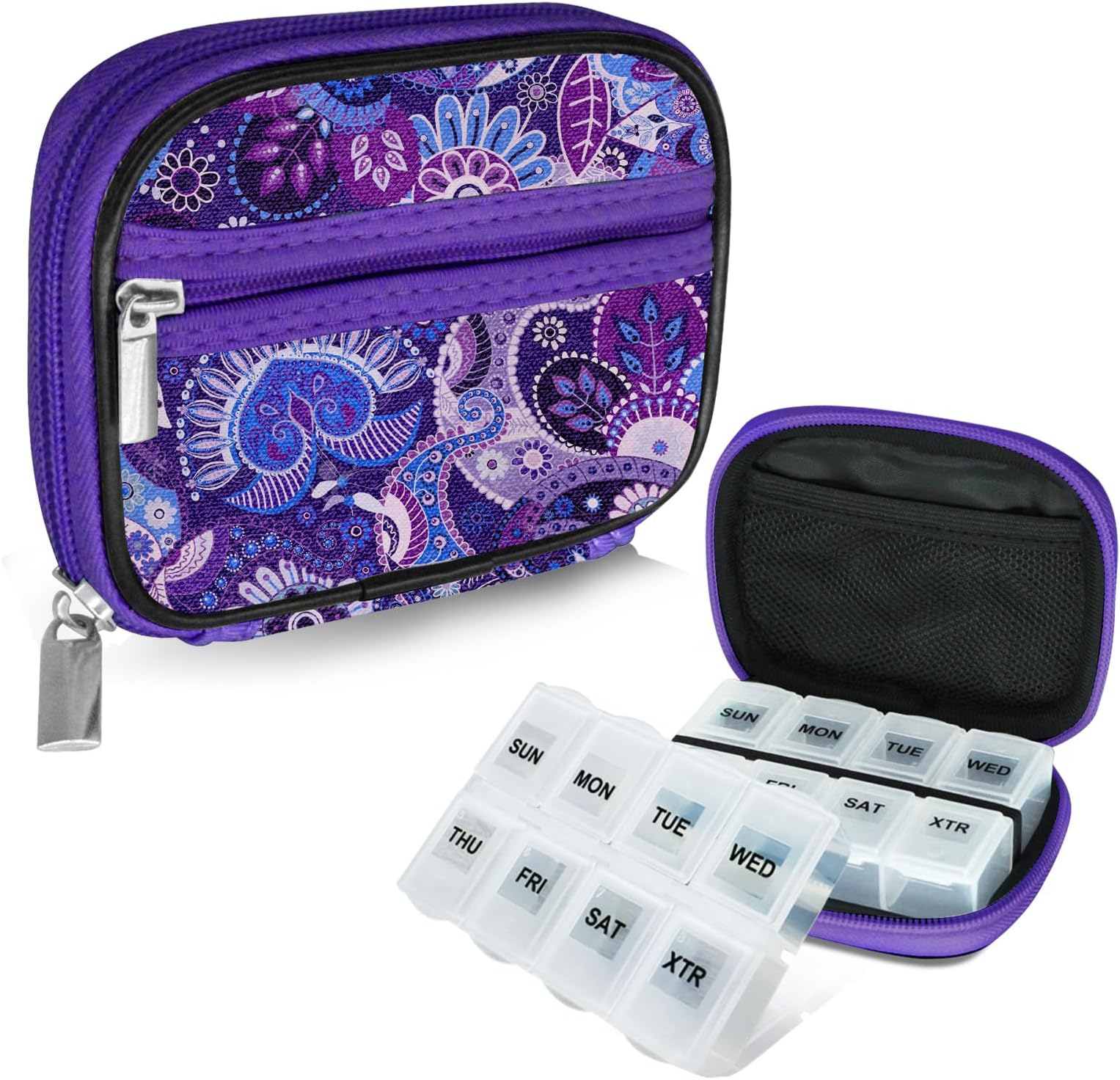 Amazon.com: 2 Packs Weekly Travel Pill Organizer Case for Purse with ...