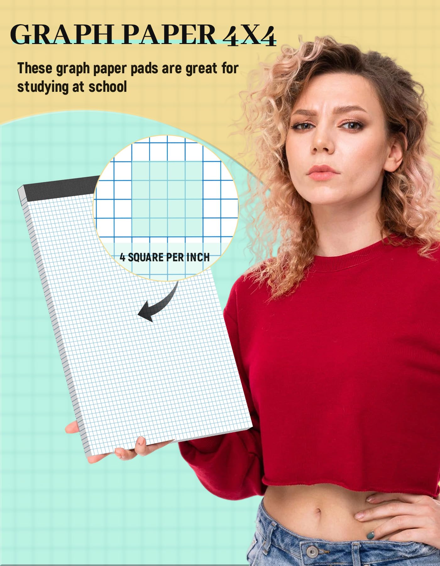 Snapklik.com : 11x17 Graph Paper Pad, 4x4 Quad Ruled, 30 Sheets Large ...