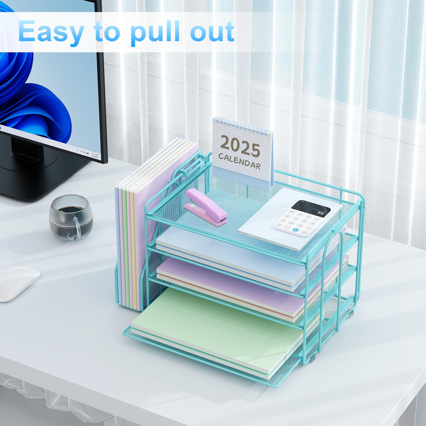 Workspace Storage Spacrea 4-Tier Metal Desk Organizer - Sliding Tray ...