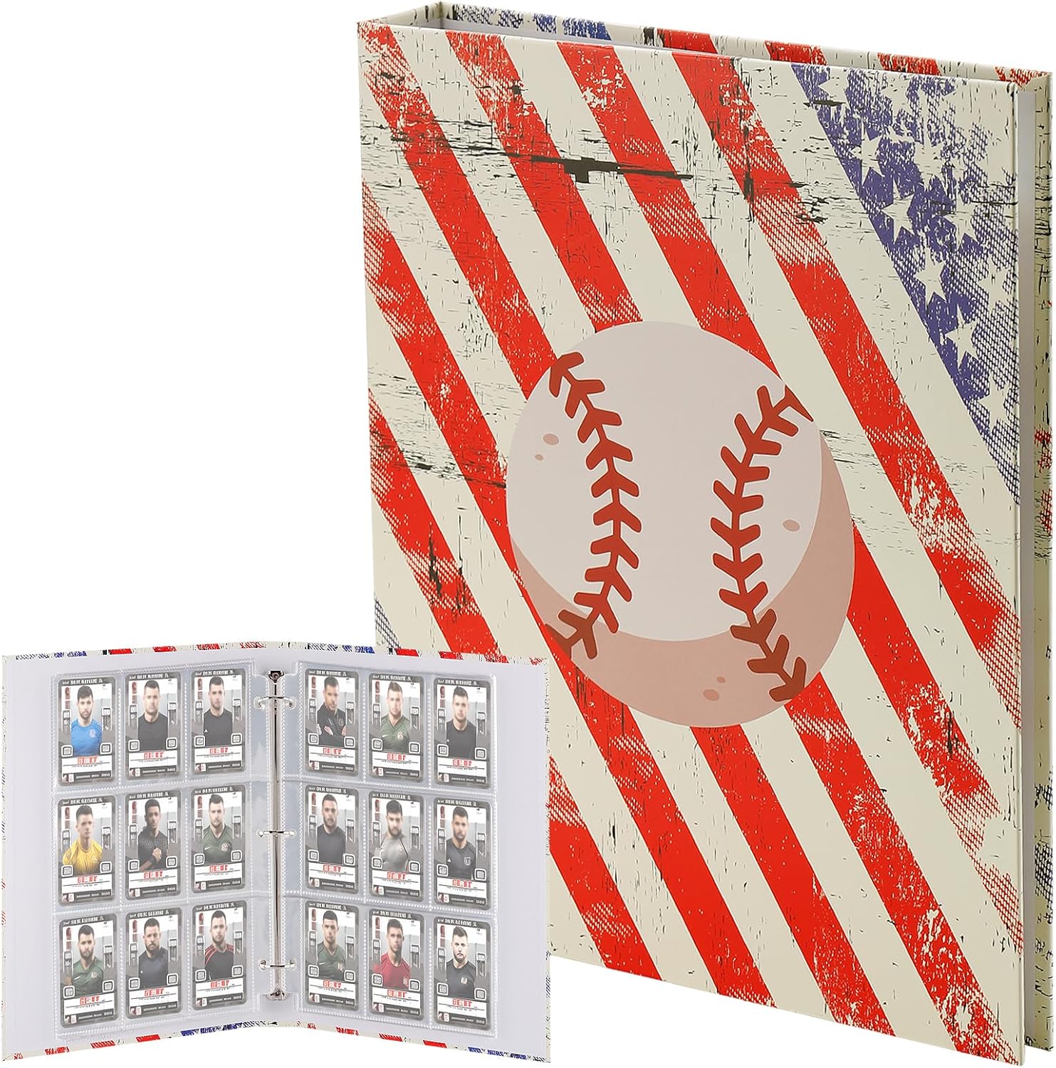Amazon.com: 900 Pockets Baseball Card Binder- American Flag Design ...