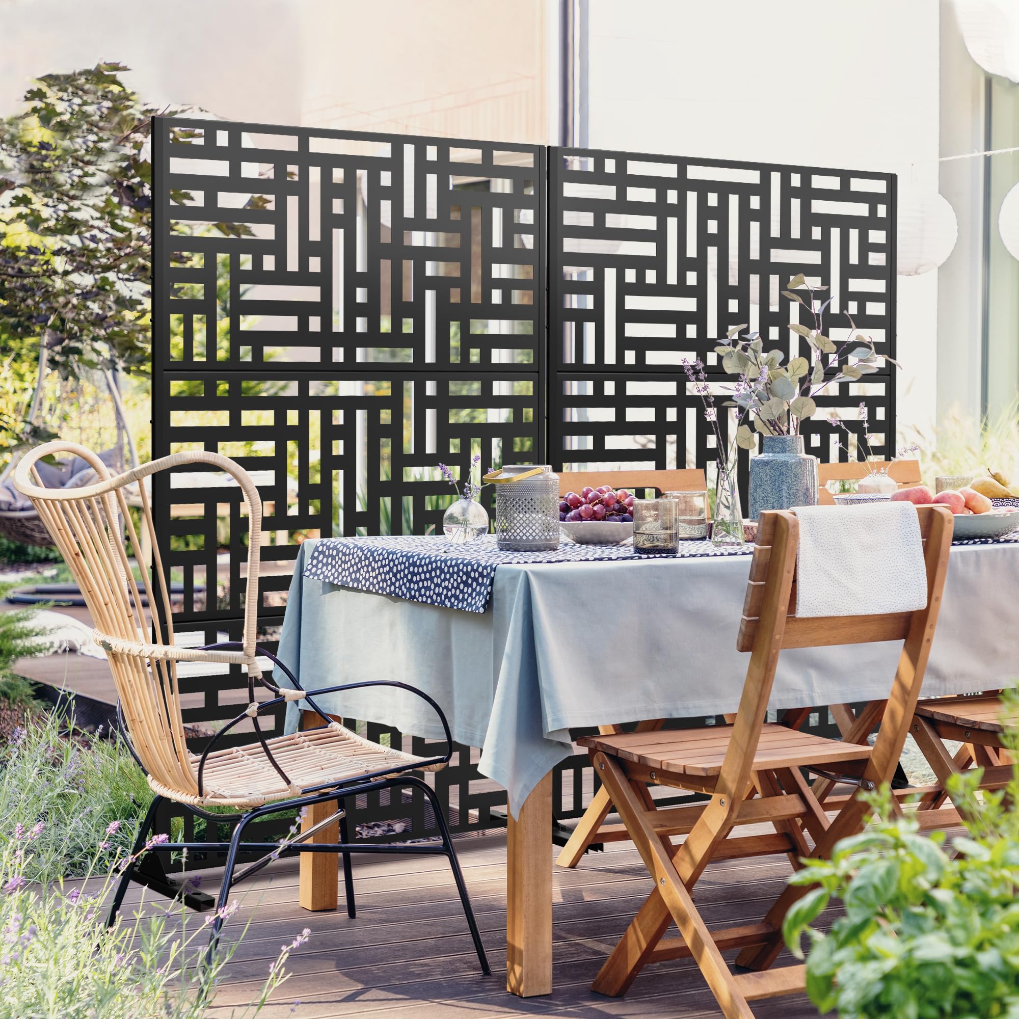 Snapklik.com : Metal Privacy Screen 72" H47 W,Freestanding Decorative ...