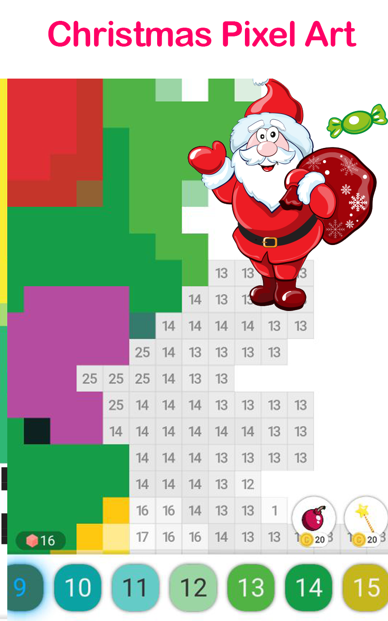 Christmas 2018 Pixel Art Easy Christmas Coloring ( Color by Number Apps ...