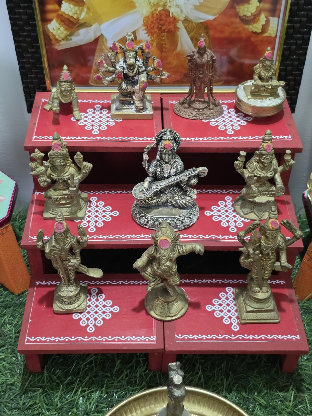 Buy Mini Wood 3steps 4inches Diya Steps, Stand for Pooja Room and ...