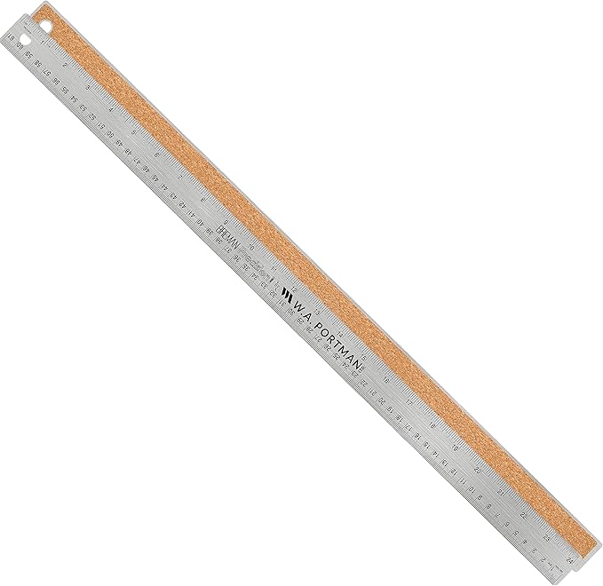 Breman Precision Metal Ruler 24 Inch - Stainless Steel Cork Back Metal ...