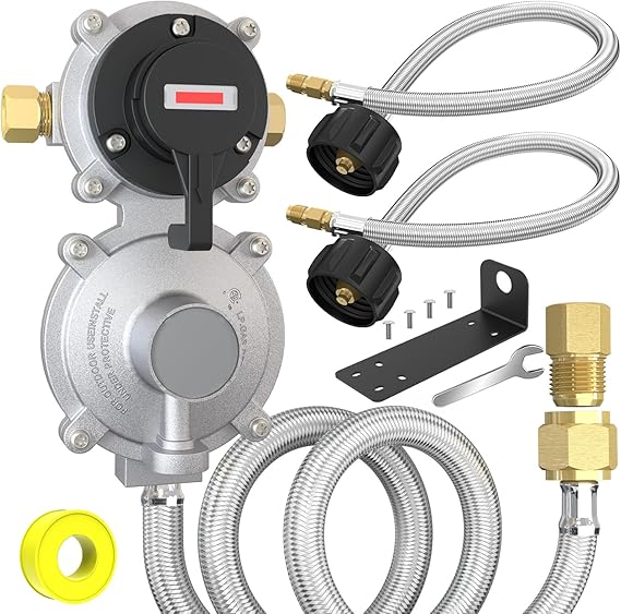 Amazon.com : 2-Stage Automatic Changeover LP Propane Gas Regulator with ...