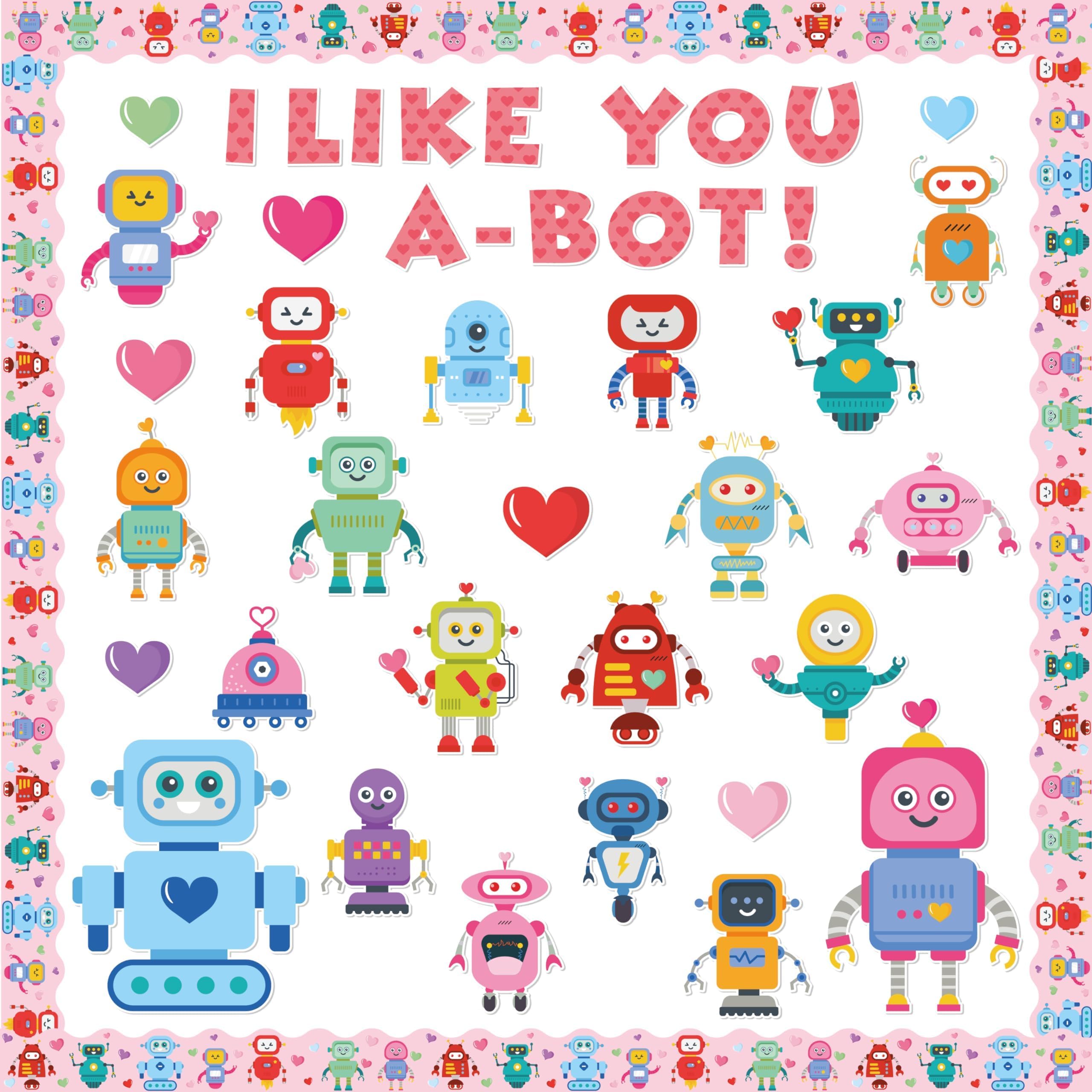 Snapklik.com : Valentines Day Robot Bulletin Board Cutouts - 117Pcs ...