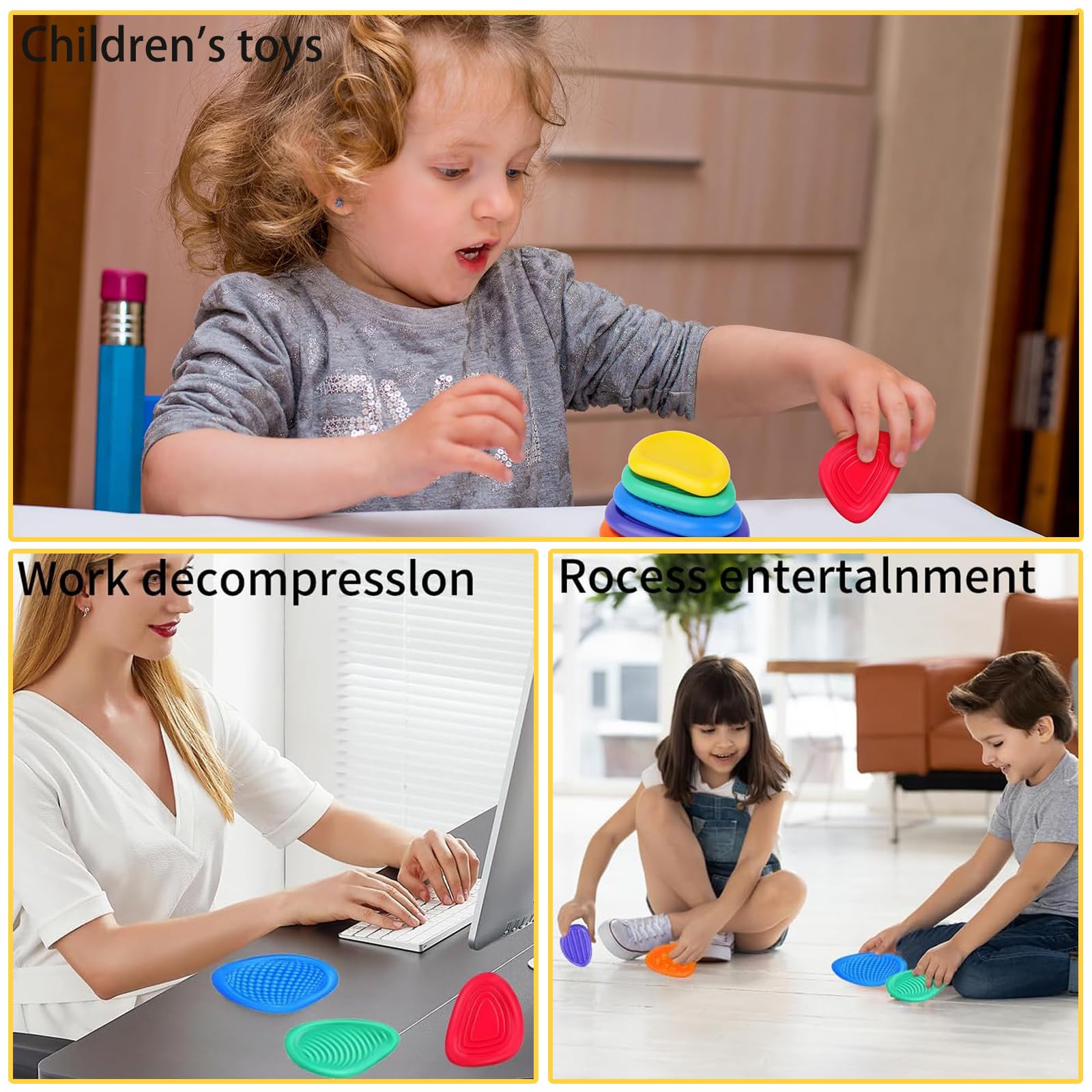 12 Piece Set Textured Worry Stone, Sensory Fidget Toys, Sensory Stones ...