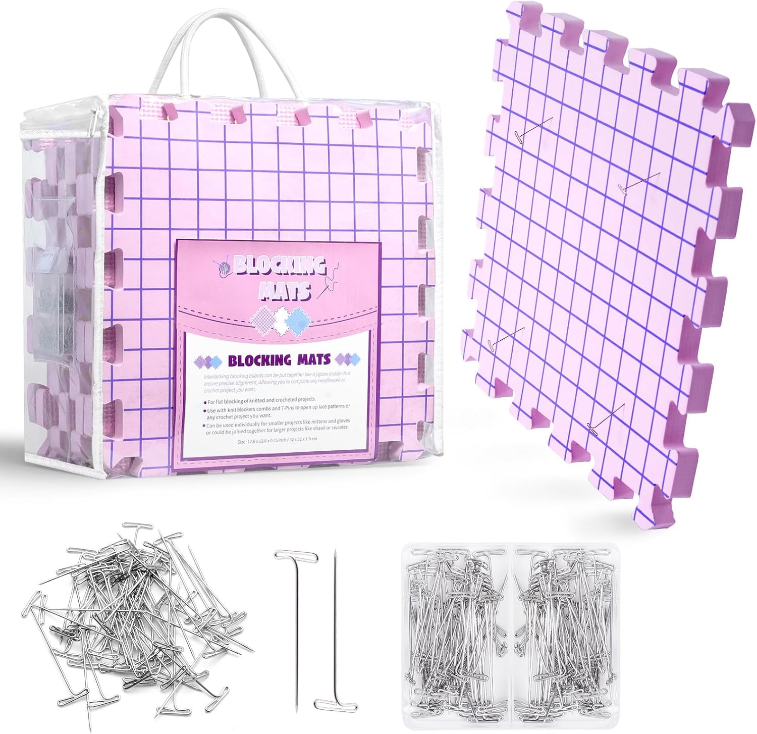 Amazon.com: 9 Pcs Extra Thick Blocking Mats for Knitting Crochet ...