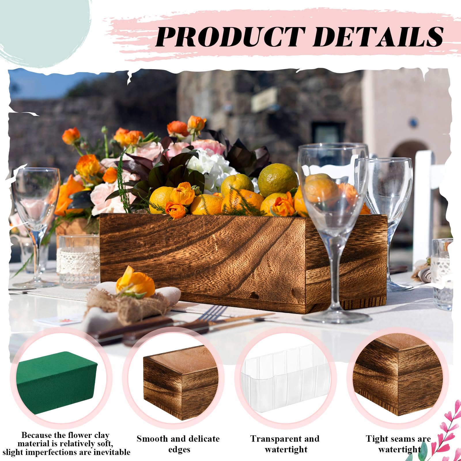 Snapklik.com : Dandat 2 Set Wood Boxes For Centerpieces 12x4 Inch ...