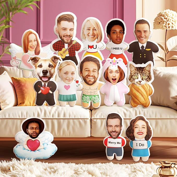 Amazon.com: Custom Face Pillow Cute Personalized Photo Plush Doll, 3D ...