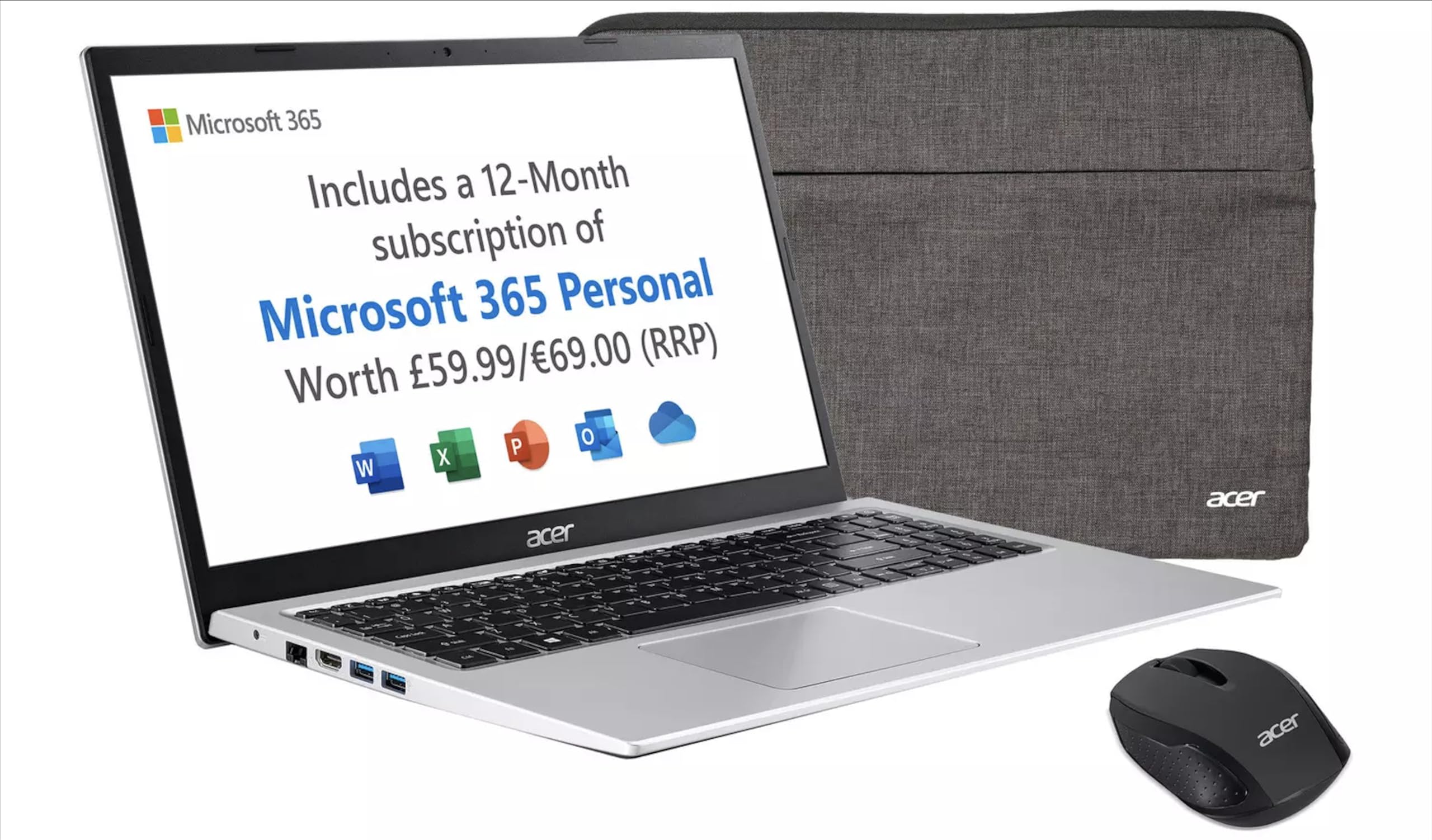 ACER Aspire 3 15.6in Celeron 4GB 128GB Laptop Bundle - Bag + Mouse ...
