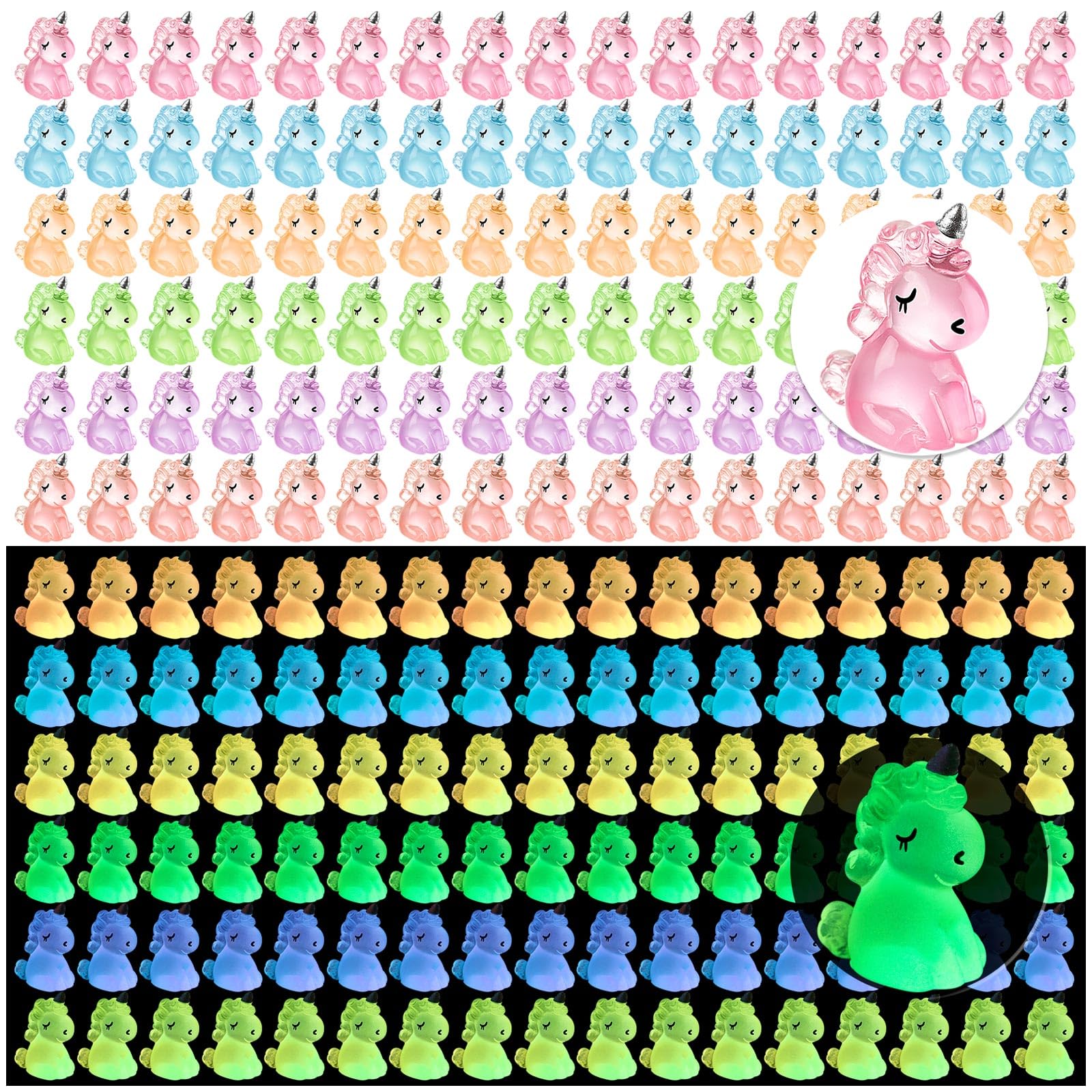 Amazon.com: HFAYDZSW 60Pcs Luminous Mini Resin Unicorn, Miniature ...