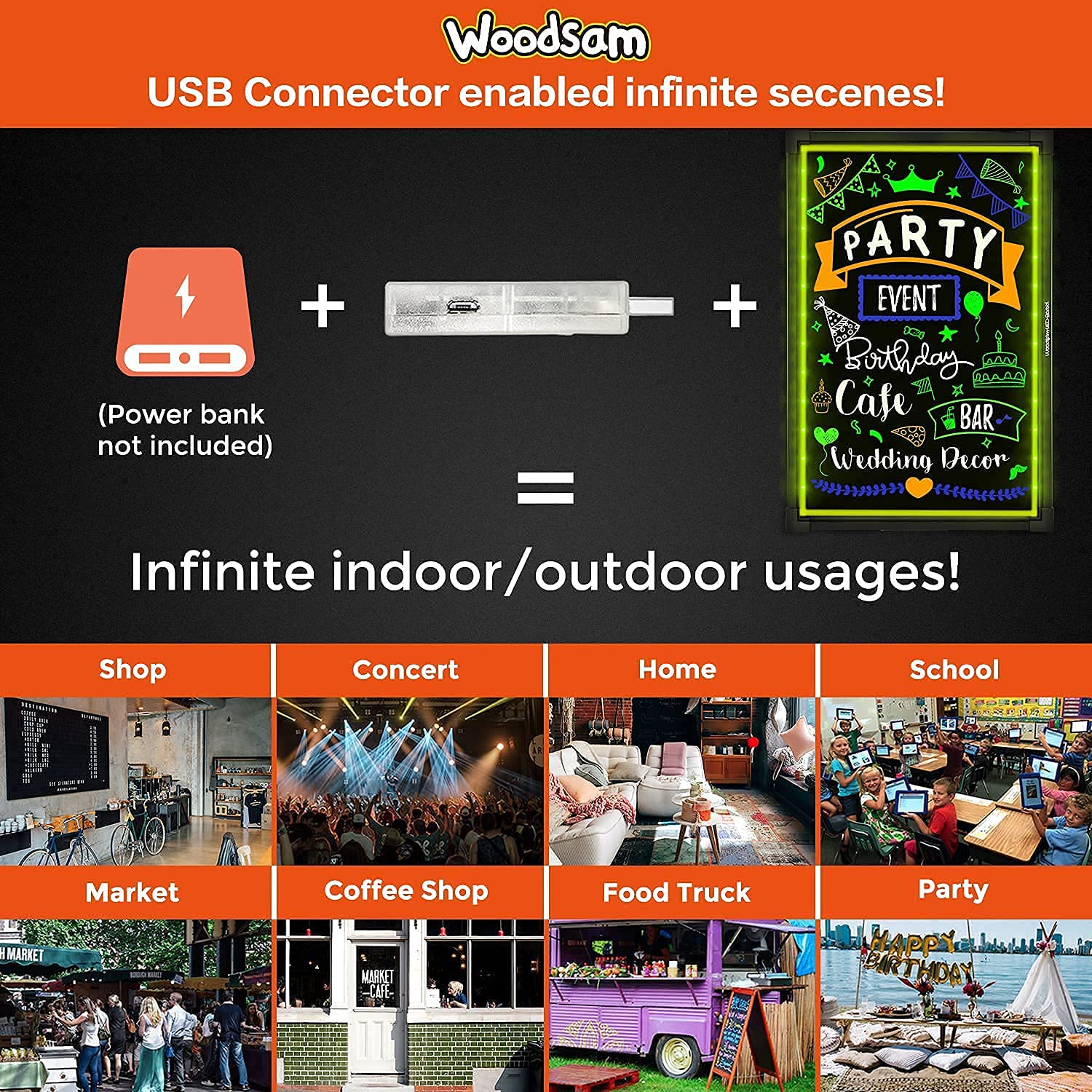 Woodsam LED Message Writing Board - 32"x24" Flashing Illuminated ...