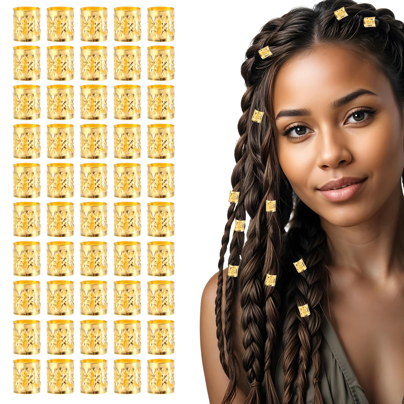 Amazon.com: 100PCS Gold Hair Jewelry for Braids Accessories, Aluminum ...