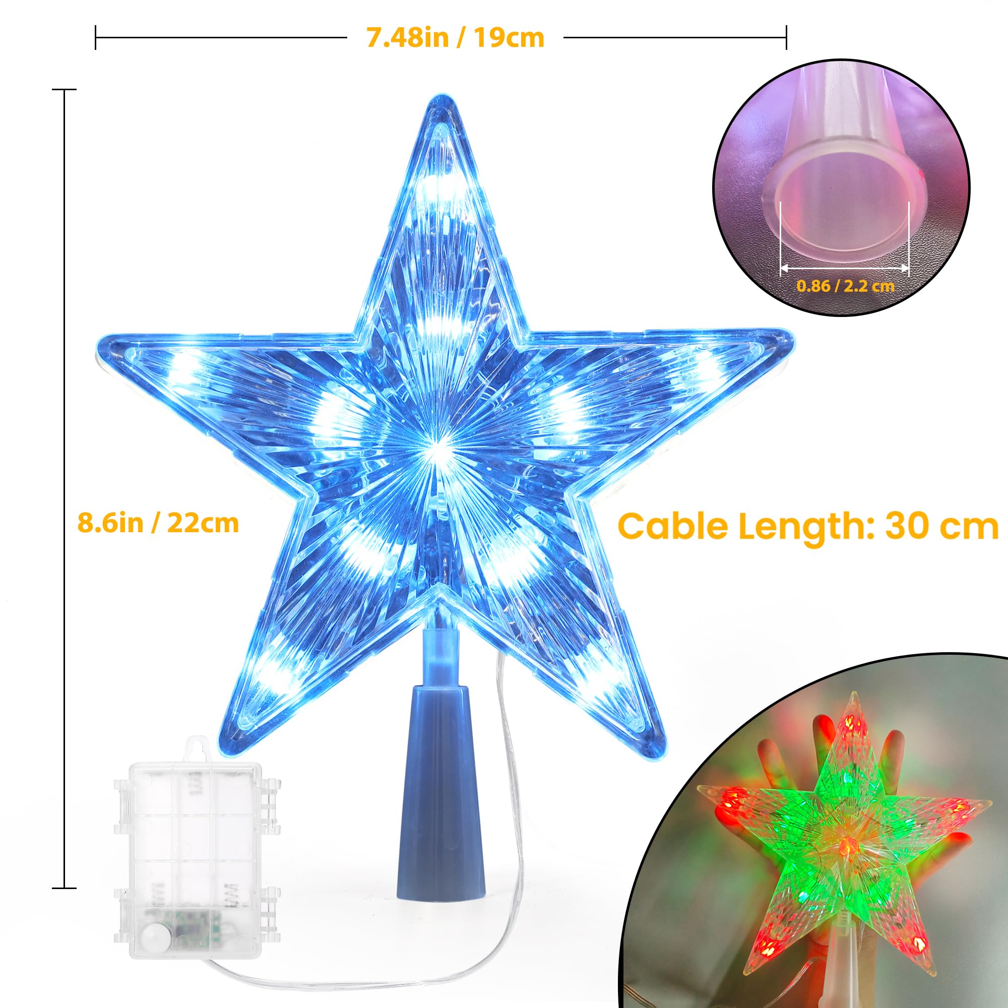 Snapklik.com : Small Star Tree Topper, 7.6" 11 LED Lighted Christmas ...