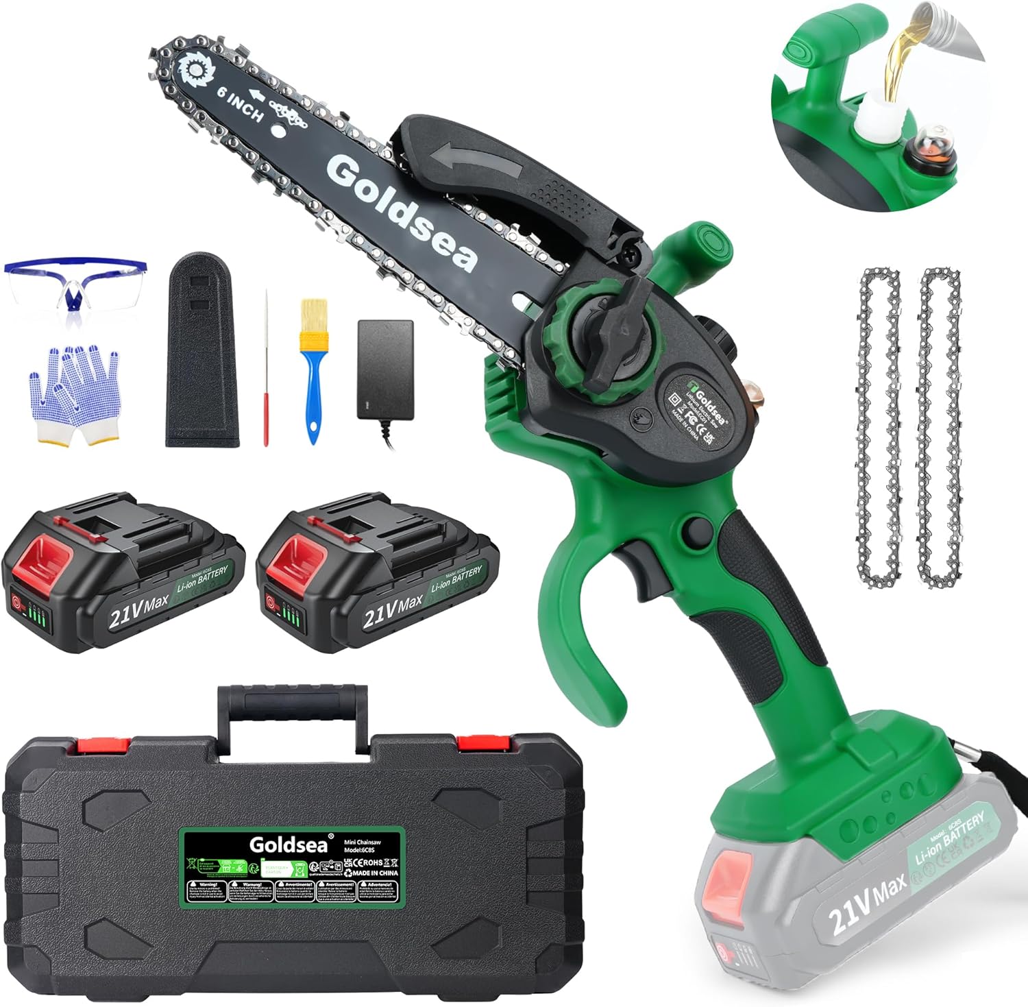 Amazon.com: Mini Chainsaw Cordless 6 Inch Small Electric Chain Saw With ...