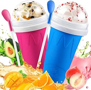 Amazon.com: 2 Pack Slushie Cup, Slushy Maker Cups, Magic Quick Frozen ...