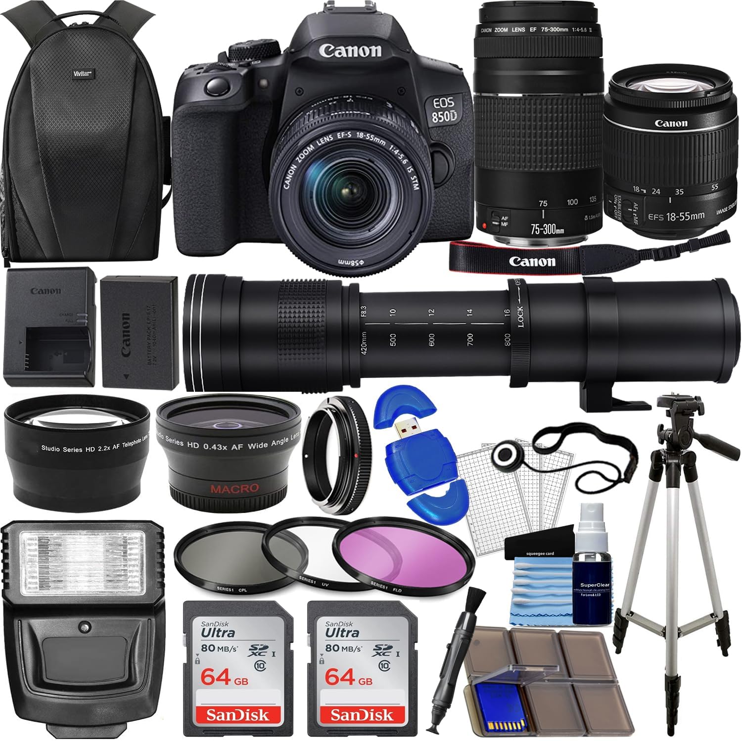 Amazon.com : Canon EOS 850D (Rebel T8i) DSLR Camera w/ 18-55mm Lens ...