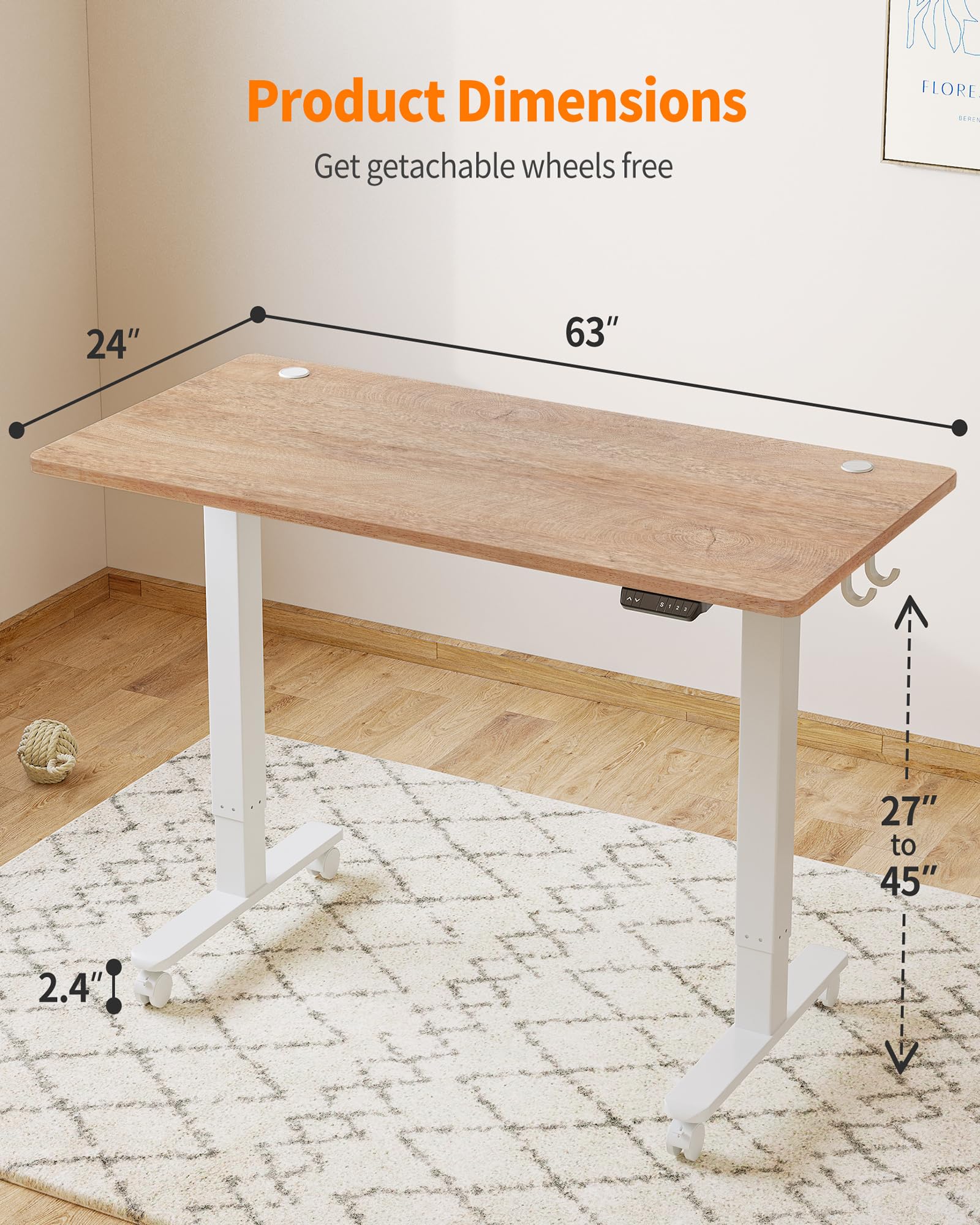 Snapklik.com : BANTI 63x24Height Adjustable Electric Standing Desk ...
