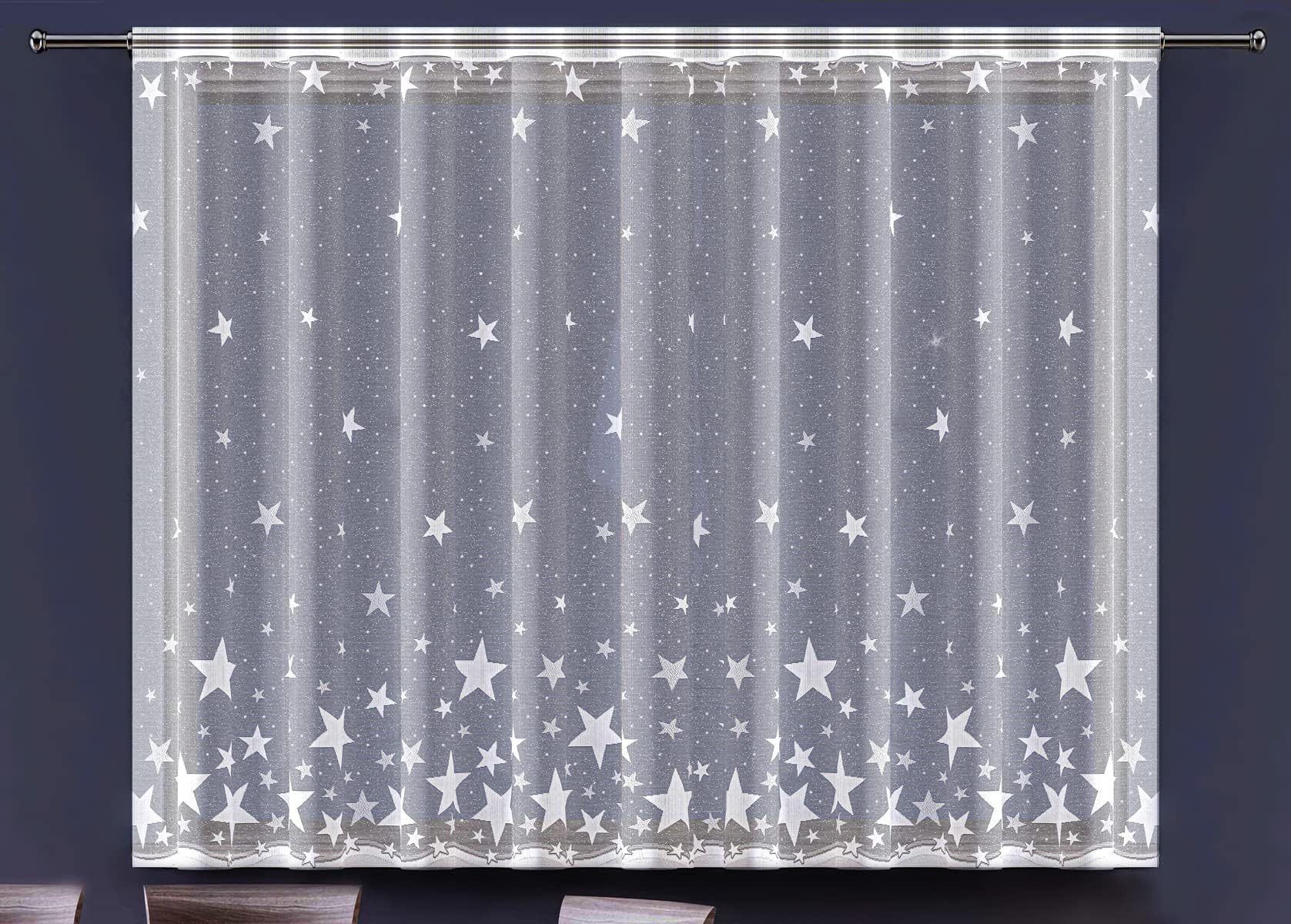 MforStyle White Net Curtain floral design Dandelions READY TO HANG Sold ...