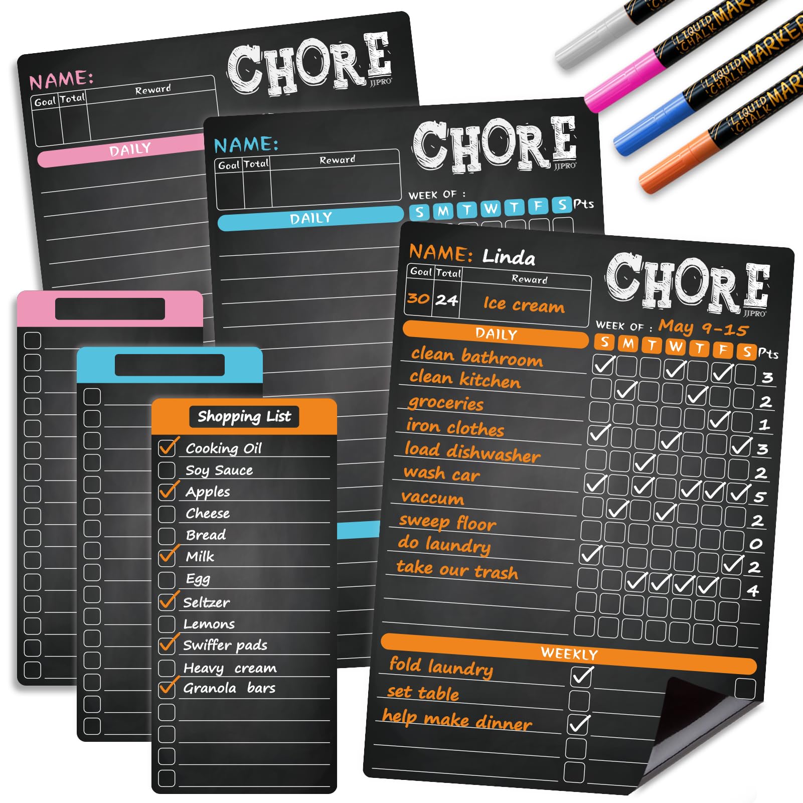 Snapklik.com : Magnetic Chalkboard Reward Chore Chart For Multiple Kids ...