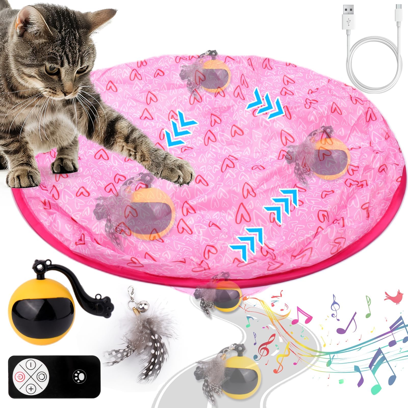Amazon.com : Zelikovitz Interactive Cat Toys Ball Fast Rolling in Pouch ...