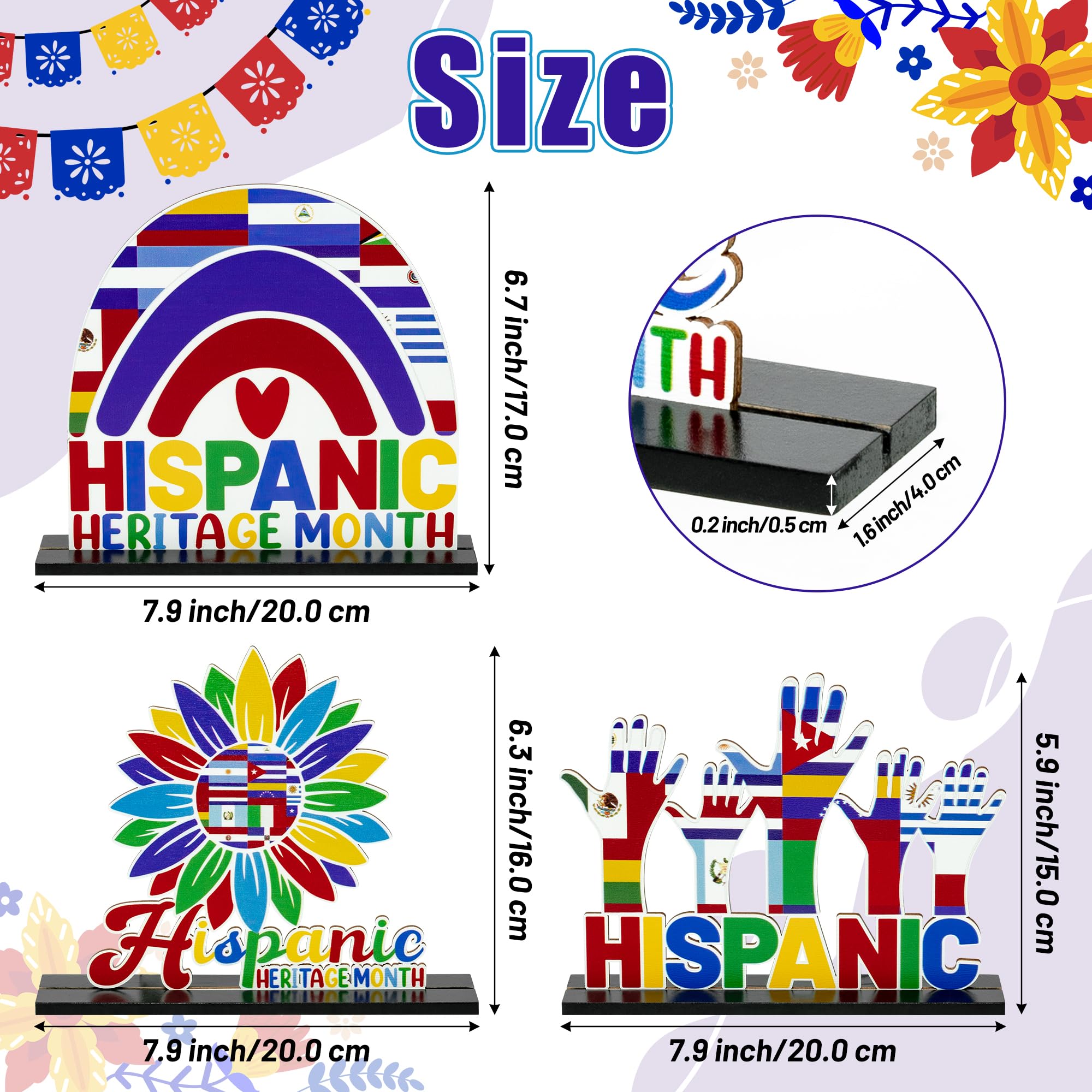 Snapklik.com : Hispanic Heritage Month Wooden Centerpieces - 3Pcs Latin ...
