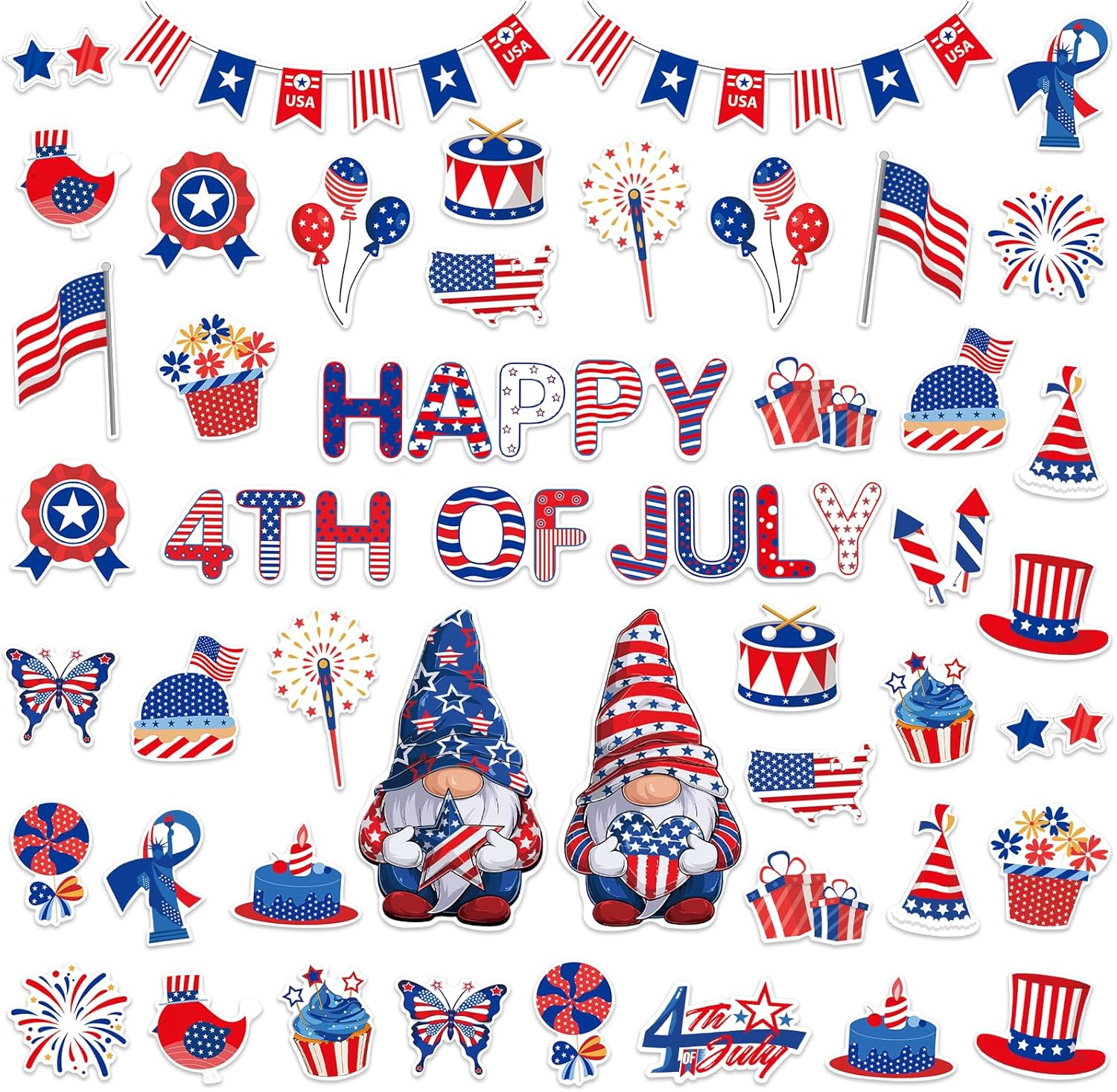 Amazon.com: Machomby 54 Pieces 4th of July Bulletin Board Cutouts ...