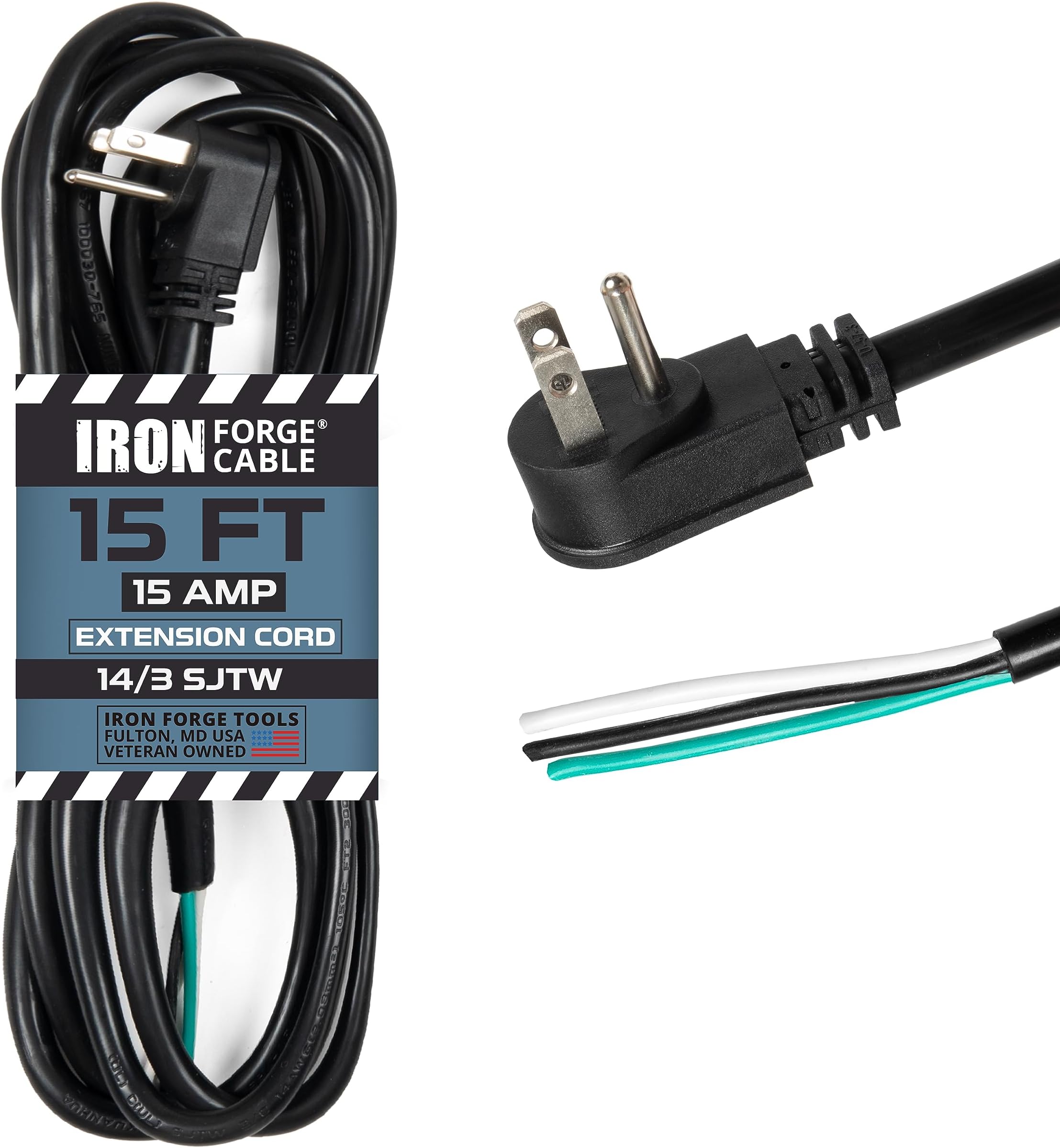Amazon.com: Iron Forge Cable 15 AMP Flat Plug Power Cord Replacement 15 ...