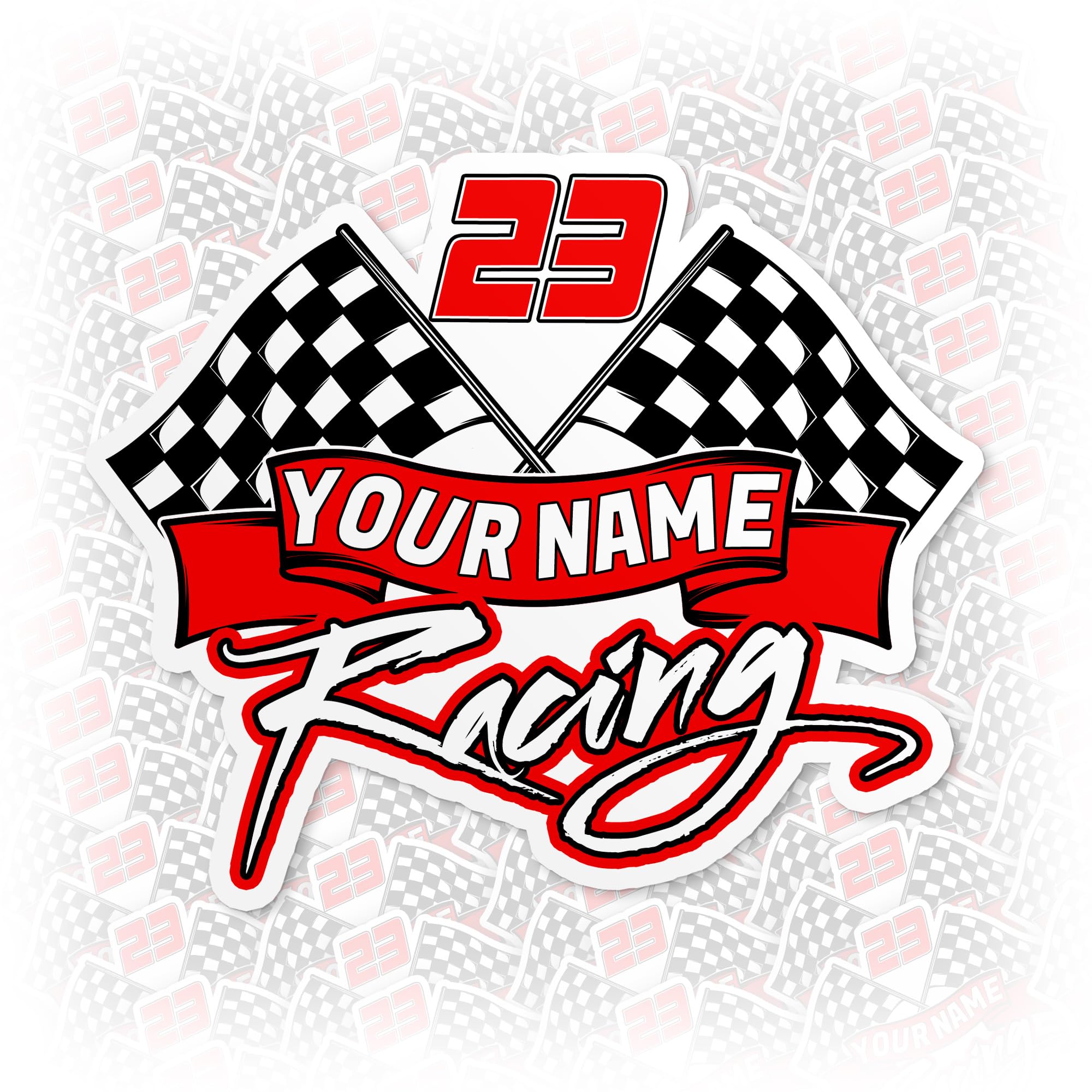 Custom Your Name Racing Sticker with Checkered Flag Car Motorcycle ...