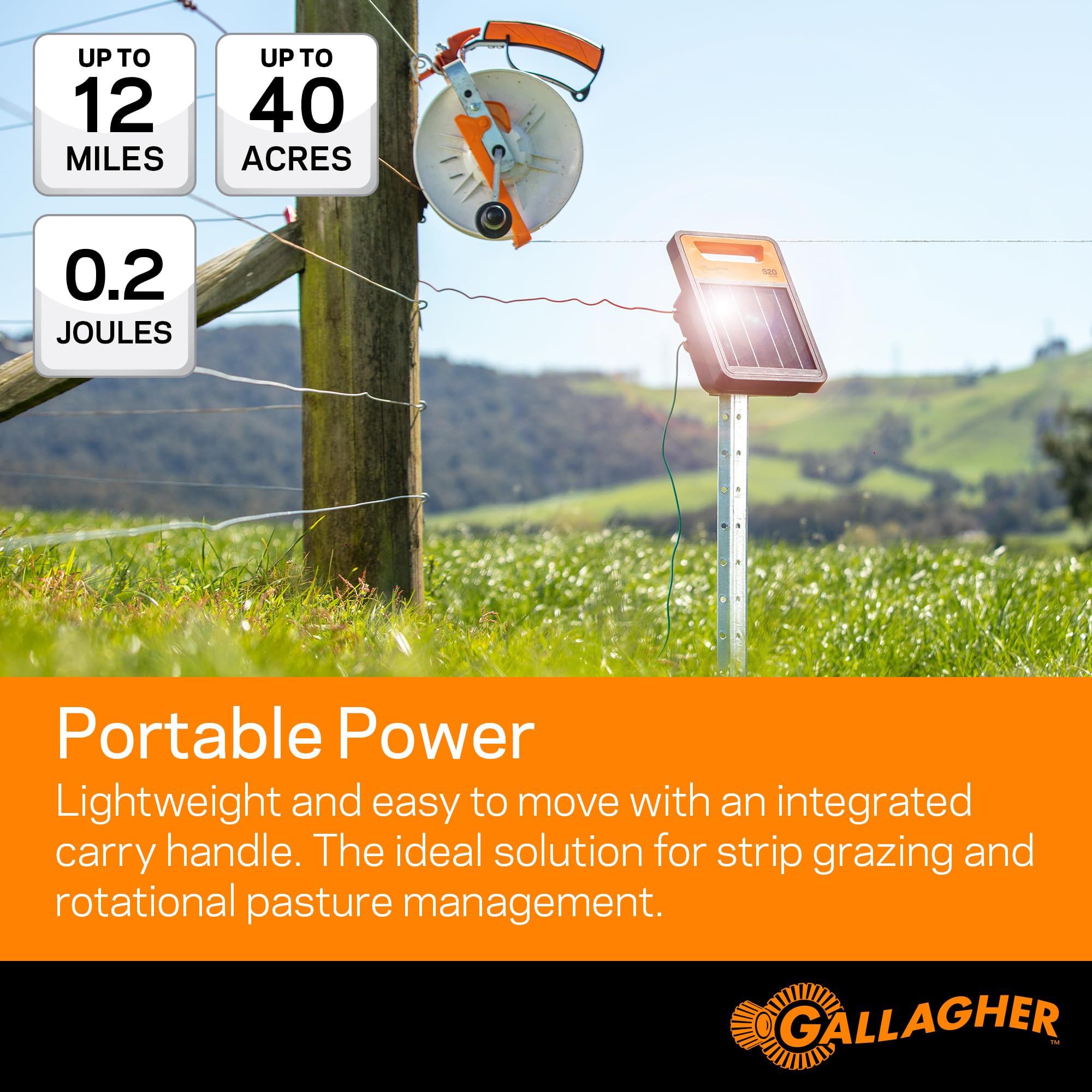 Snapklik.com : Gallagher S20 Solar Electric Fence Charger Powers Up To ...