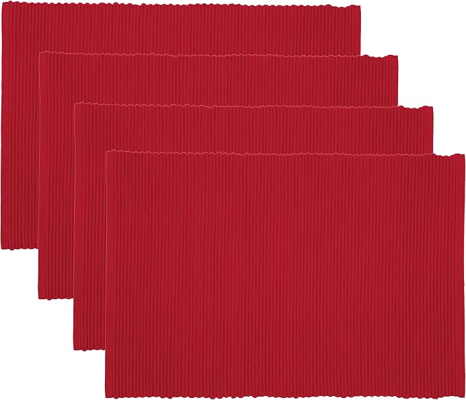 Amazon.com: Now Designs Spectrum Placemats Ribbed Cotton, Chili Red ...