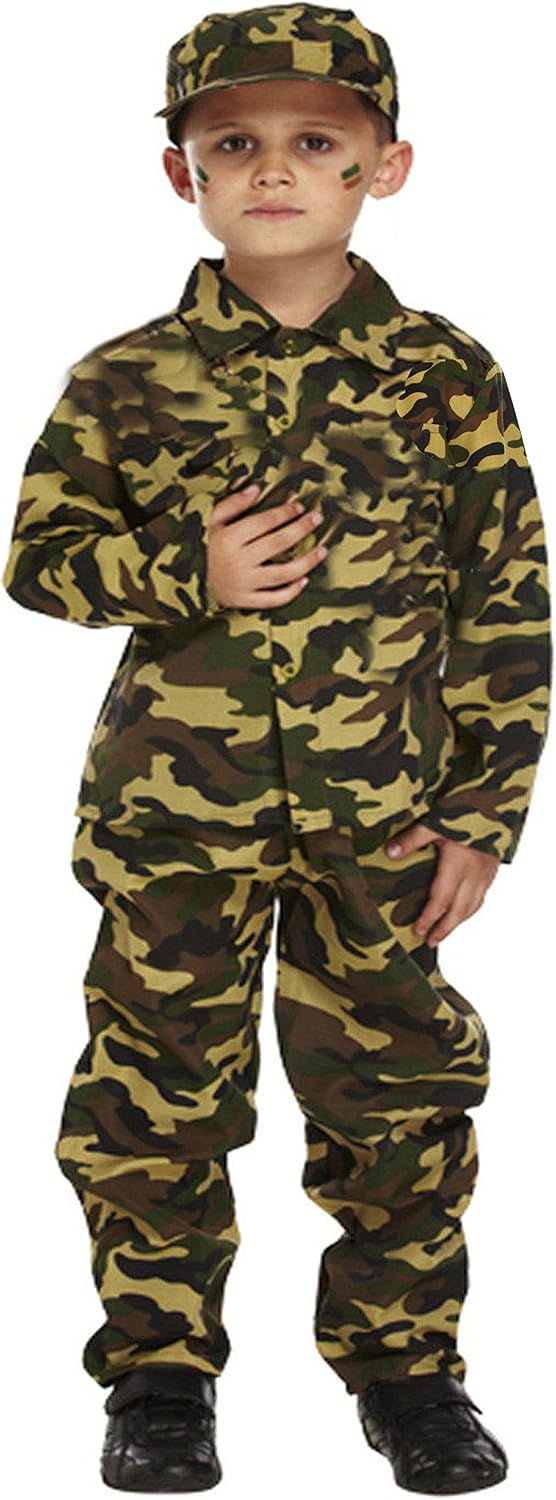 Henbrandt ARMY BOY KIDS SOLDIER CAMOUFLAGE FANCY DRESS COSTUME OUTFIT ...