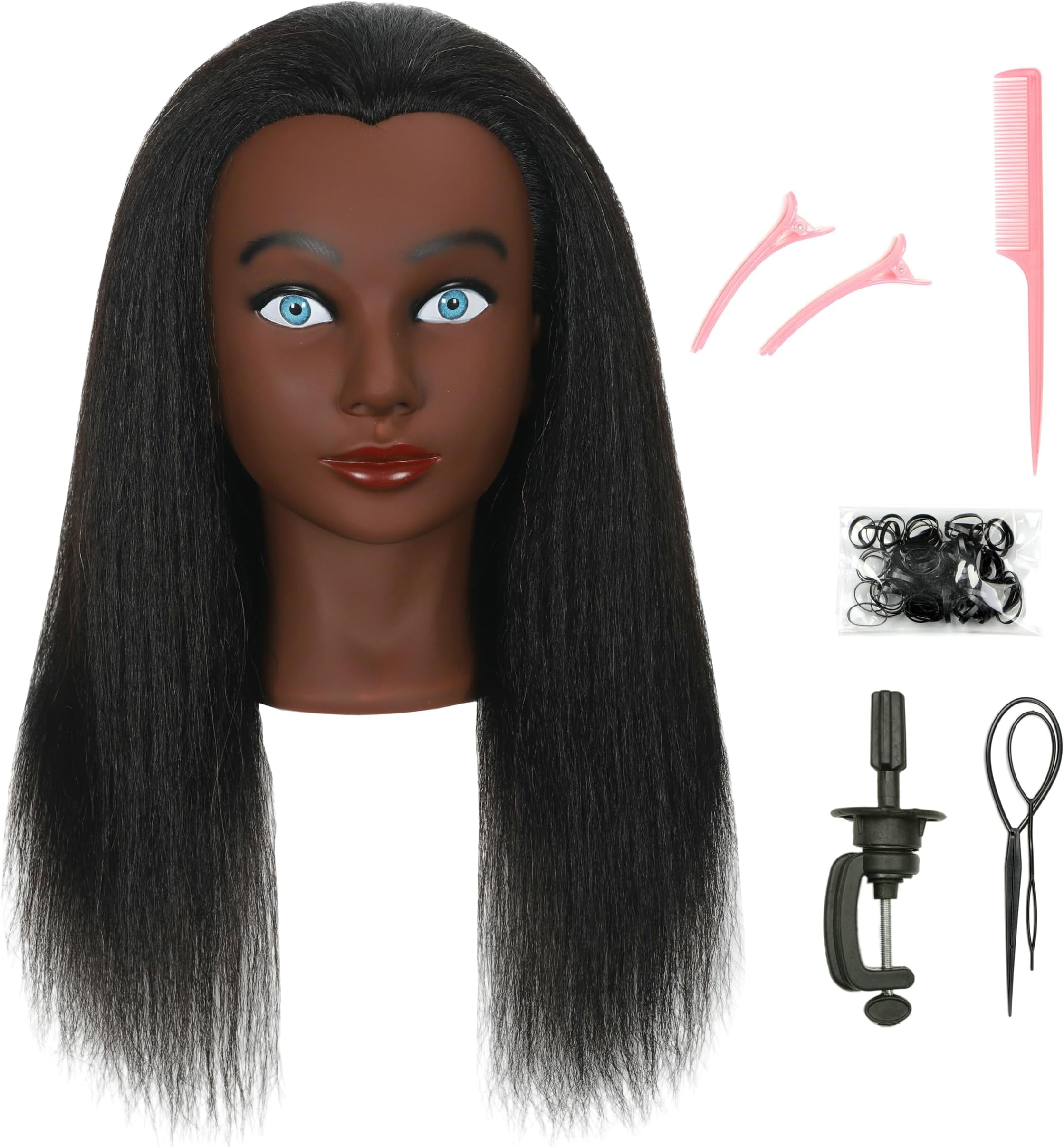 Amazon.com : 50% Real Human Hair Dummy Head Hairdressing Training Head ...