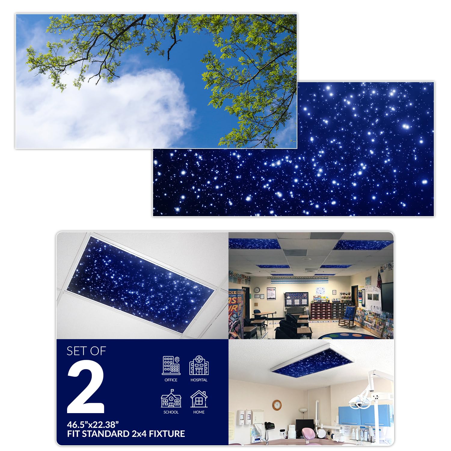 Octo Lights Fluorescent Light Covers for Ceiling Lights Classroom 2x4 ...
