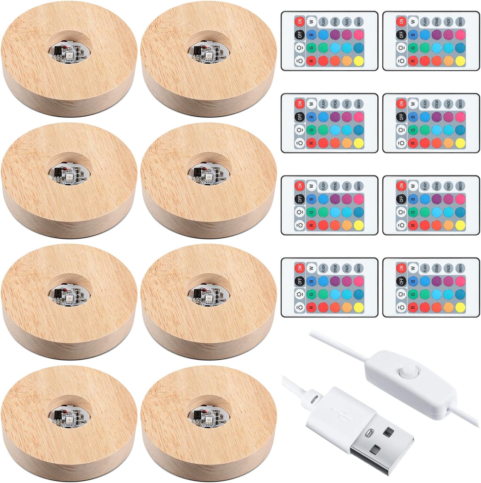 Amazon.com: Riakrum Square Wooden Led Display Base Wood Lighted Display ...