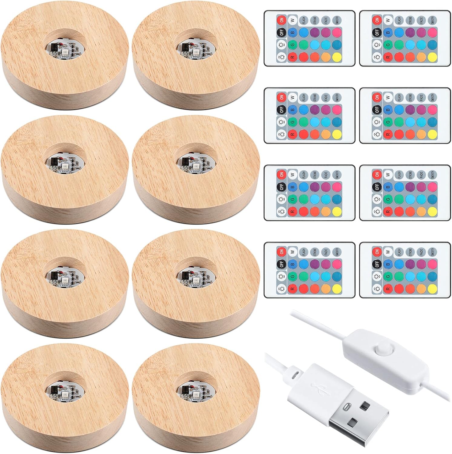 Amazon.com: Honoson 3.94 Inch Wooden Light Stand Base Colorful LED ...