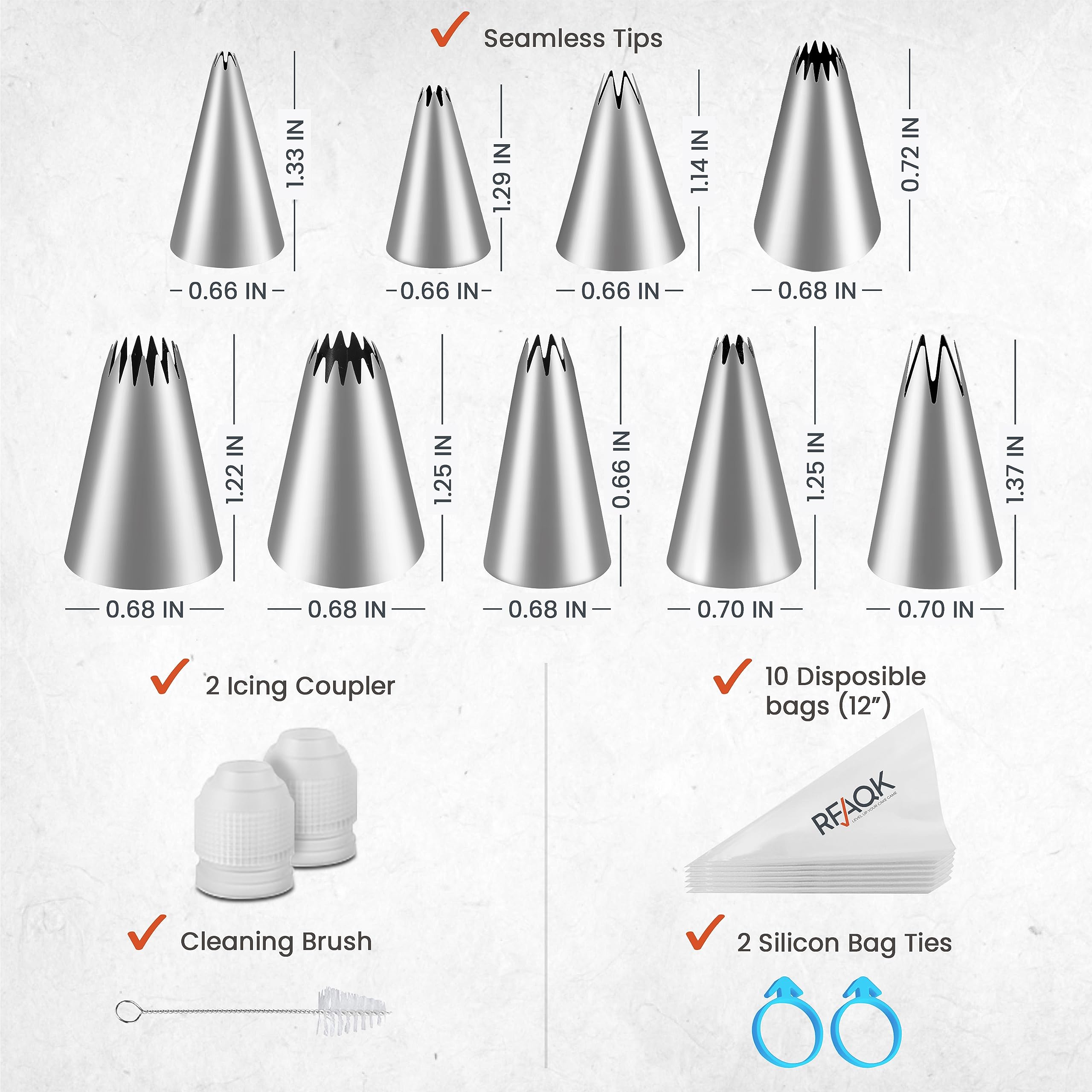 Snapklik.com : RFAQK Icing Bags And Tips Set For Beginners
